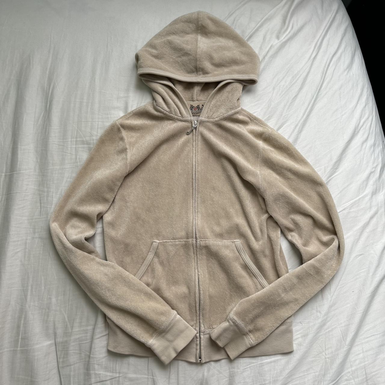 Rare Tan Color Juicy Couture velour zip up hoodie;... - Depop