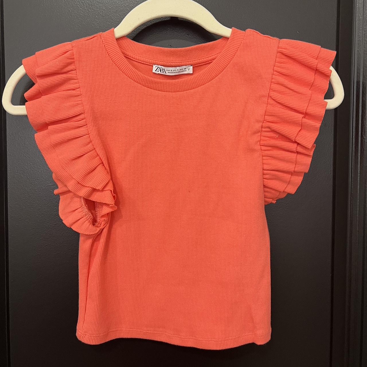 Zara ruffle sleeve top! More coral in person Never... - Depop