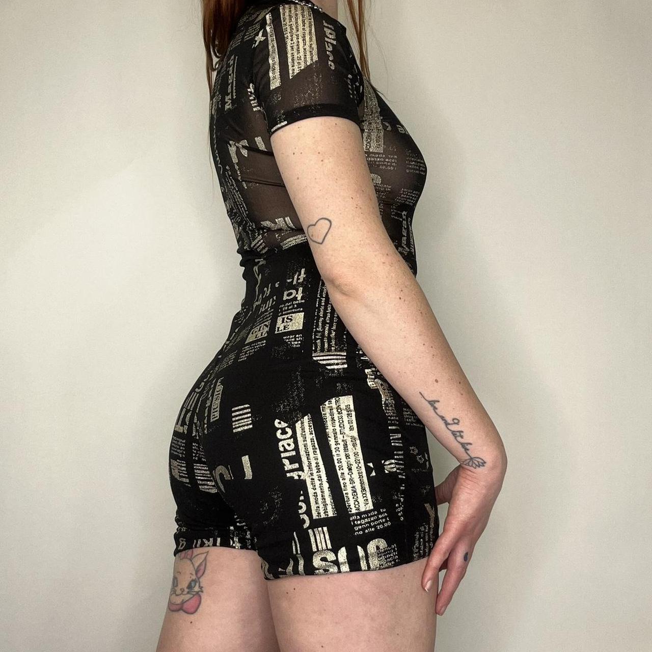 Y2k Mesh Jumpsuit All Over Print Mesh Zipper In Depop