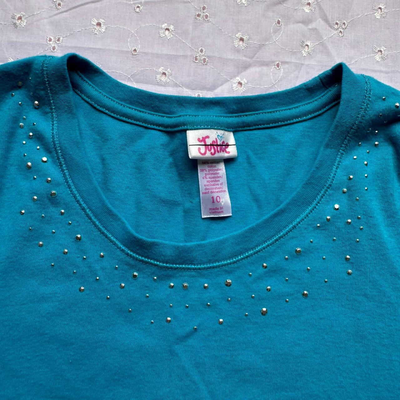 Cute Blue Bedazzled Tee Brand: Justice Size: 10... - Depop