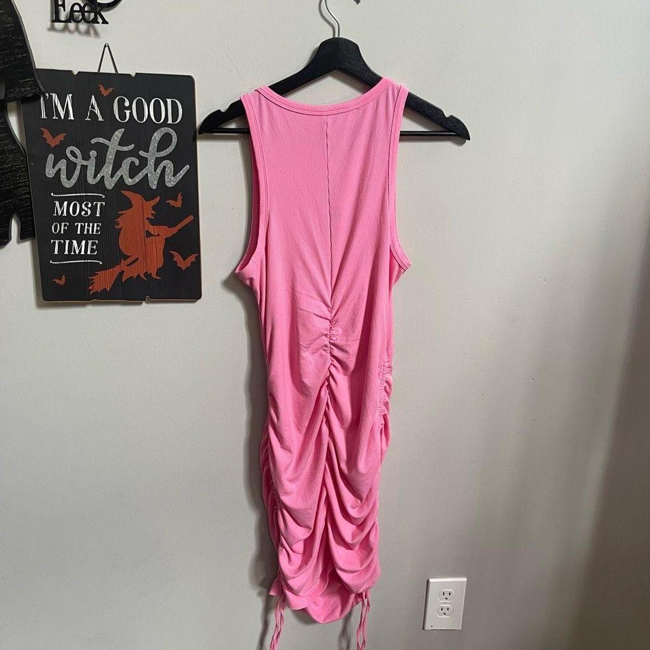 Pink ribbed dress with cutout nwot size... - Depop