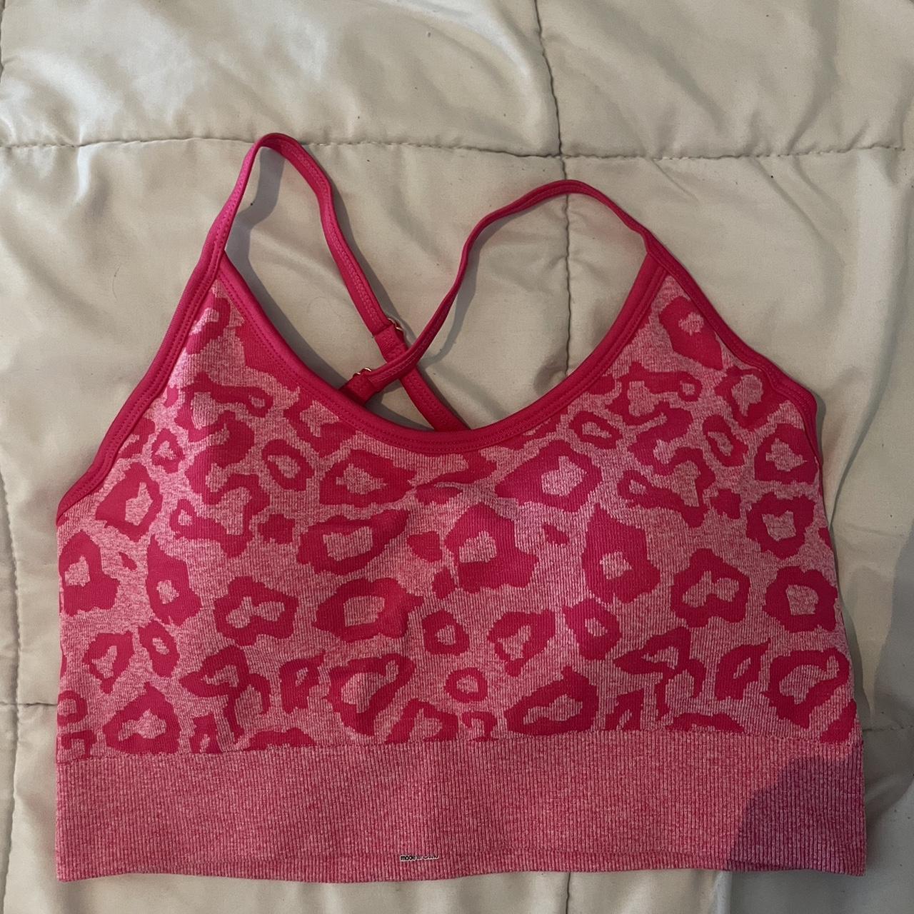 shein pink cheetah print sports bra ! #cheetah #pink... | Depop