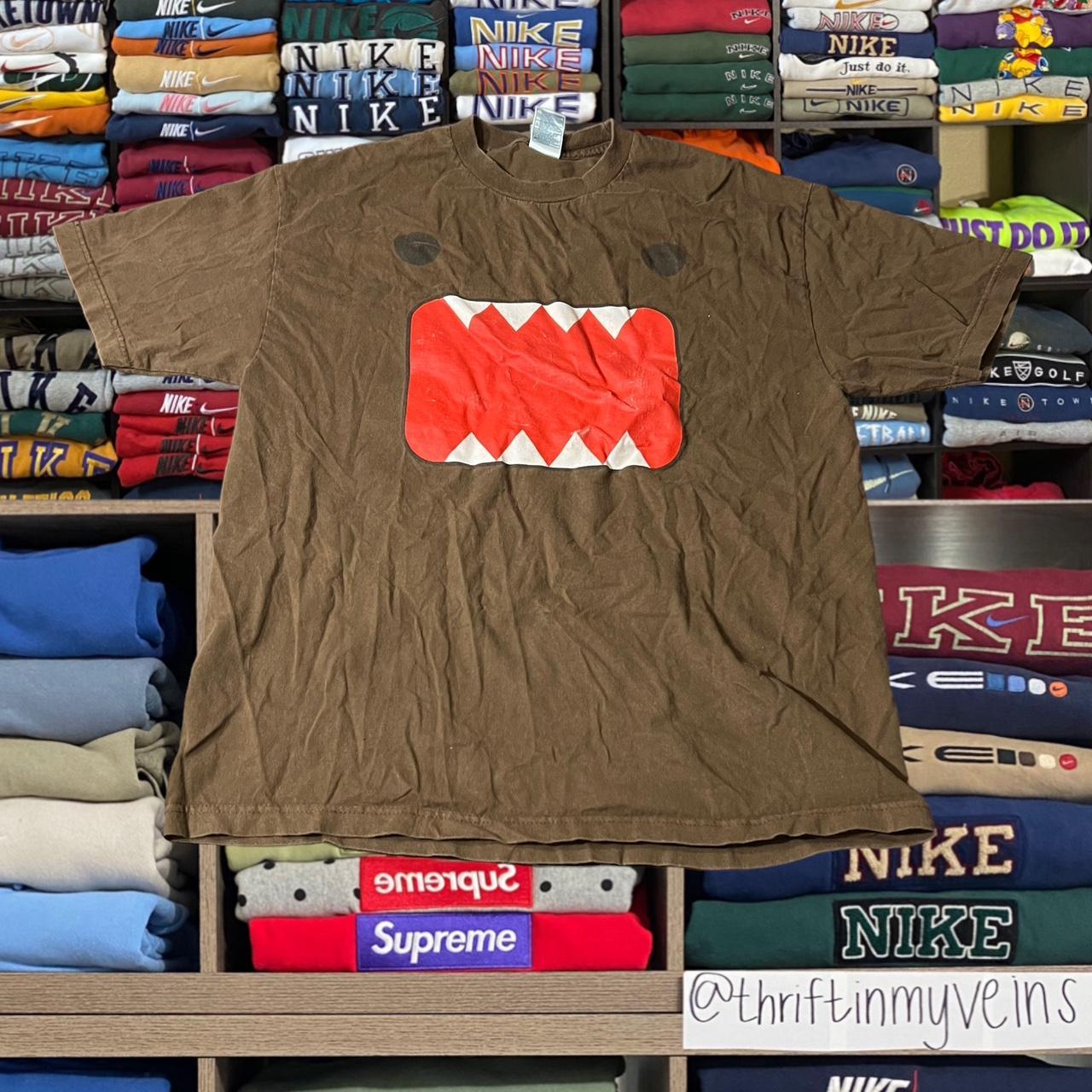 Essential vintage 2002 domo brown skater shirt Size... - Depop