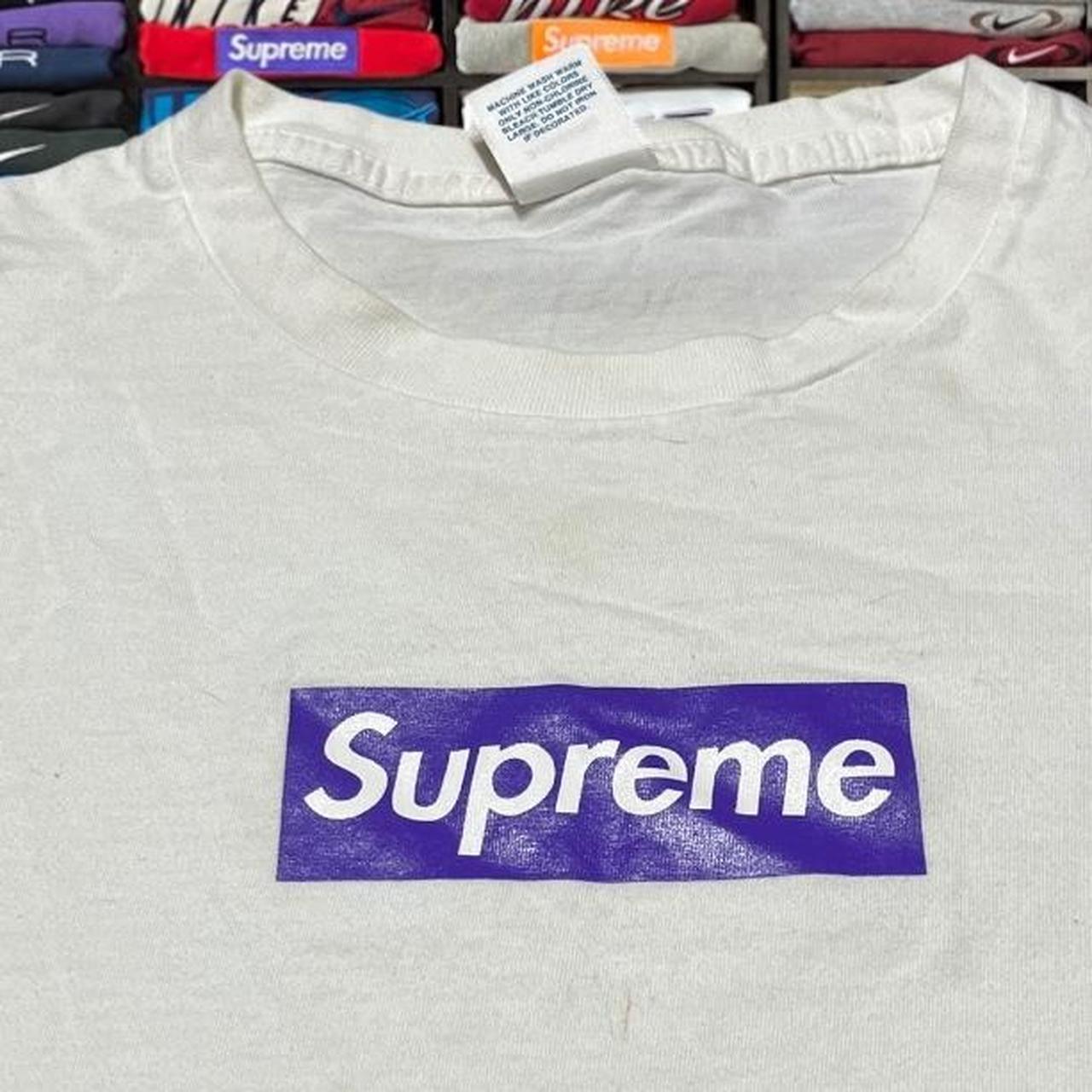Vintage Y2K purple supreme box logo shirt Size x... - Depop