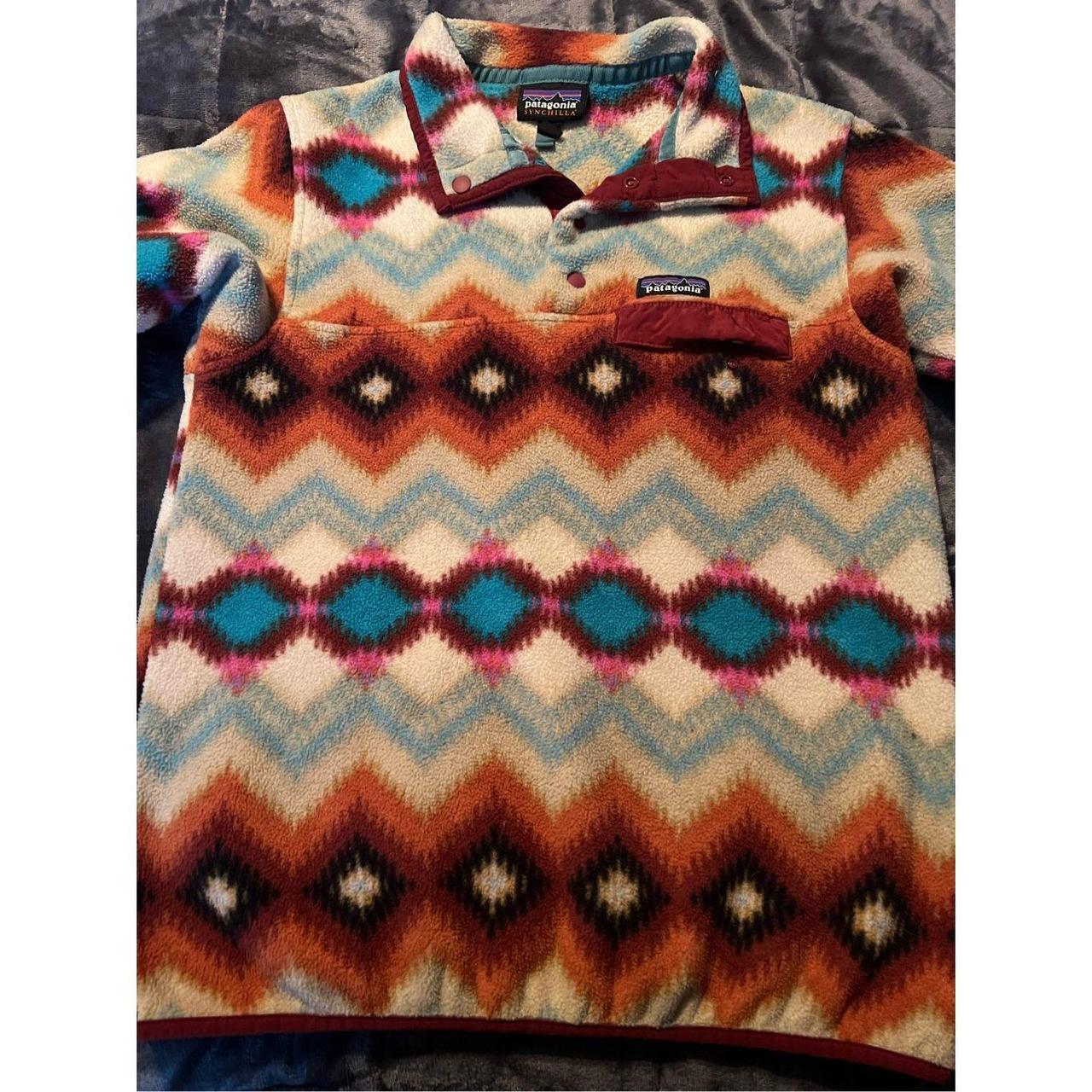 Patagonia, Aztec, print quarter button up sweater... - Depop