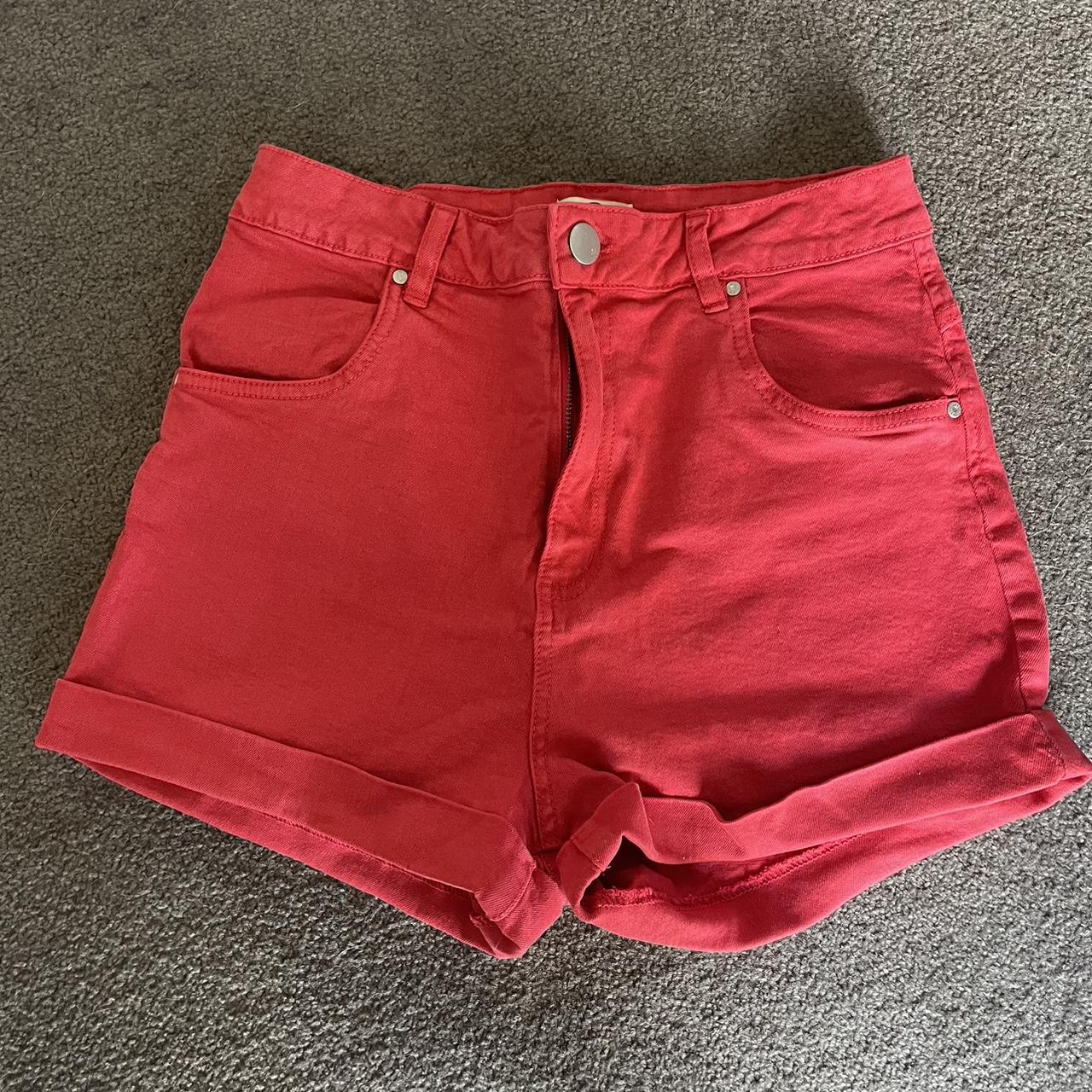 Red high waisted shorts Size 12 but fit me as size... - Depop