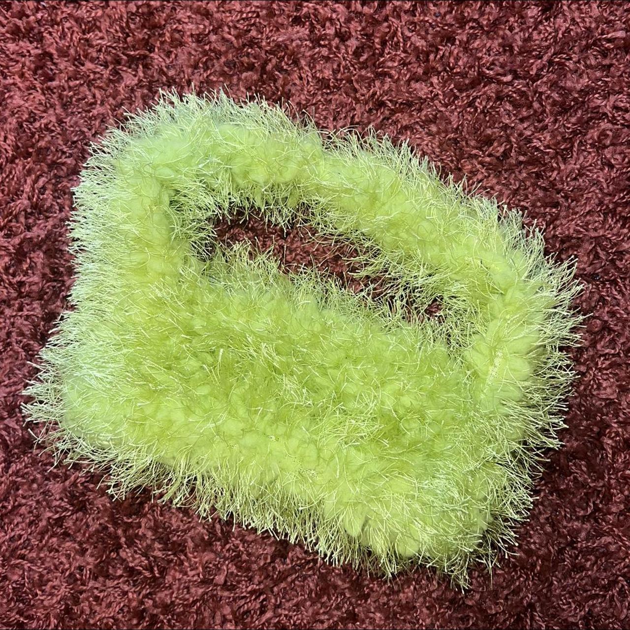 Lime green fuzzy hand bag. Worn once.... - Depop