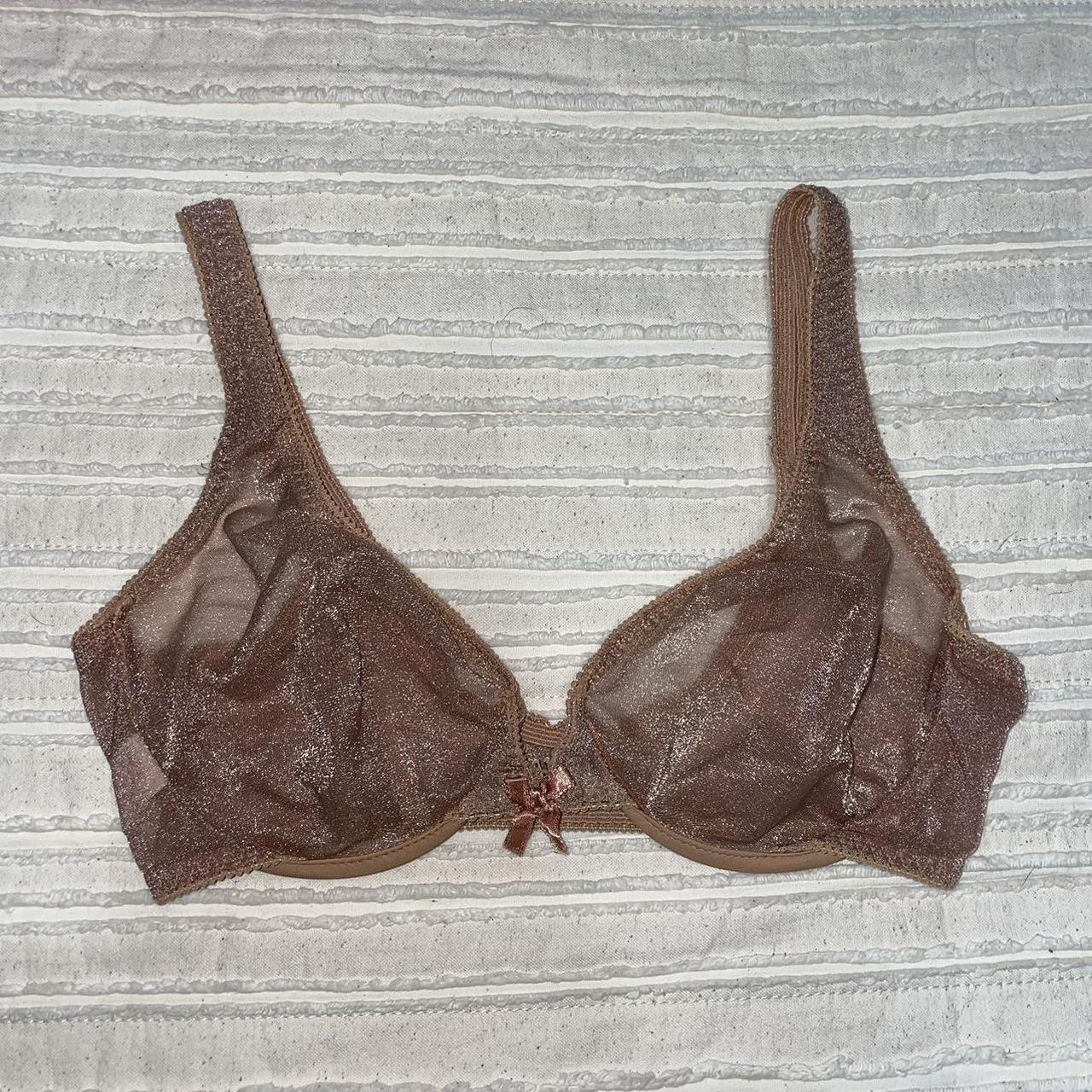 Vintage Mesh Unlined Front Closure Bra In good used... - Depop