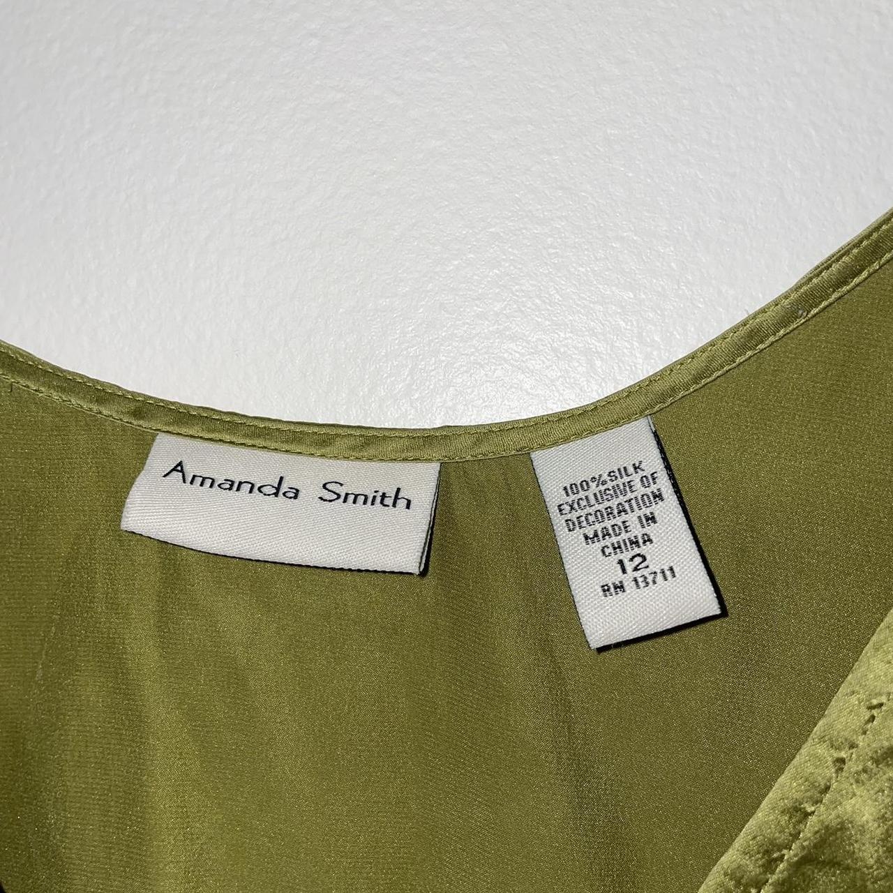 Reclaimed Vintage Women's Green and Khaki Blouse | Depop