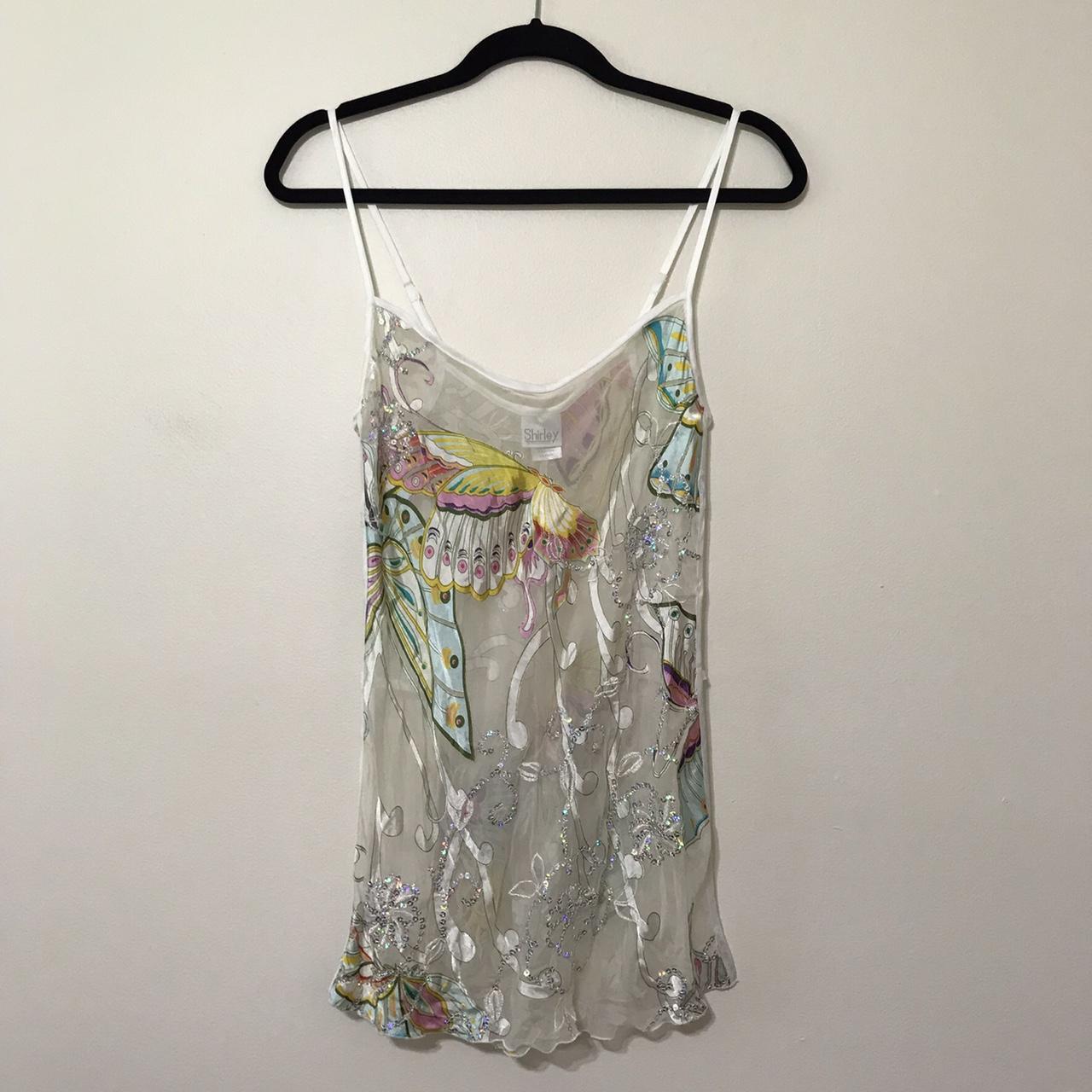 Vintage Shirley Of Hollywood Silk Butterfly Cutout... - Depop
