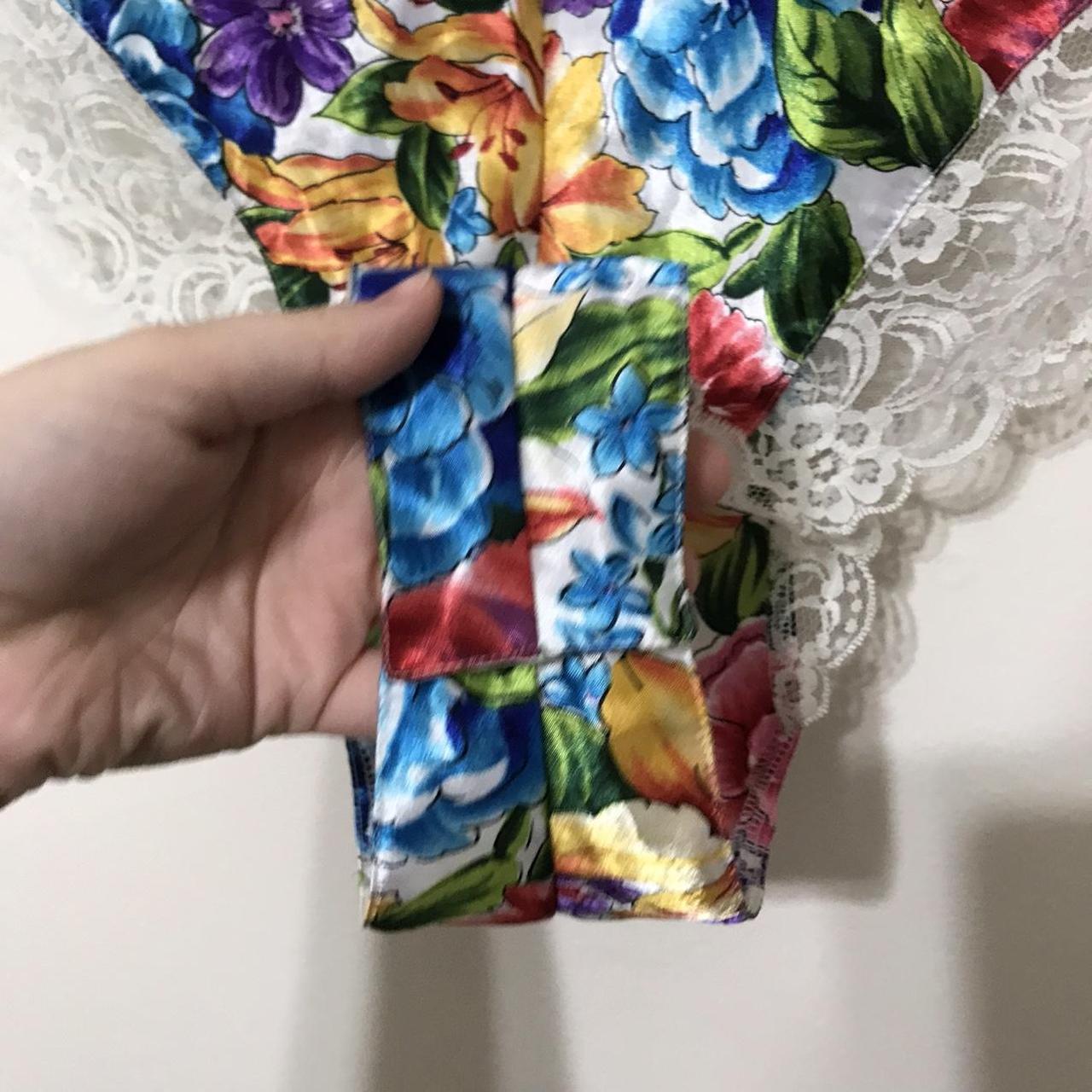 Vintage floral satin and lace bodysuit In good... - Depop