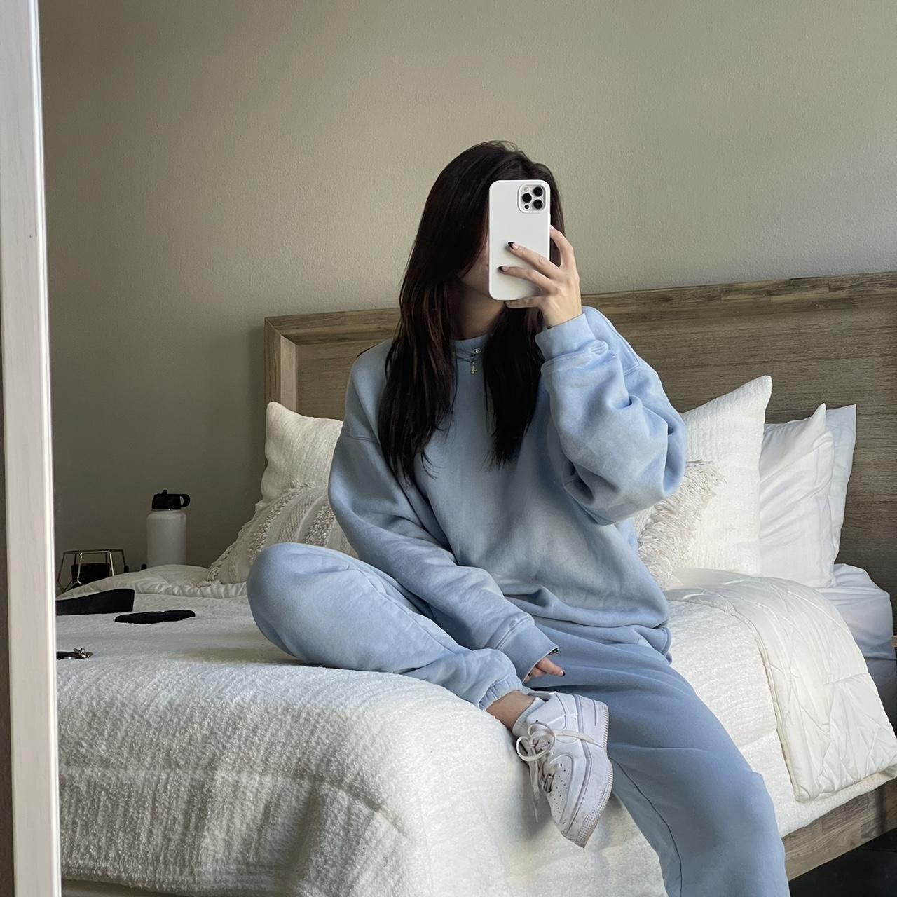 Set active powder blue sweat set in “baby Can be... - Depop