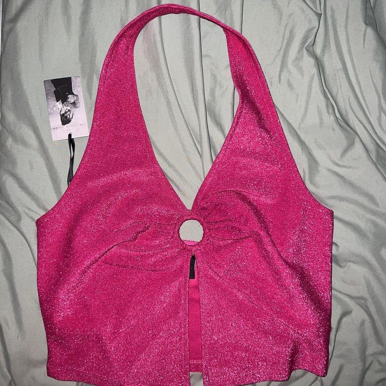 Halter top • pink and sparkly • slit in the front - Depop