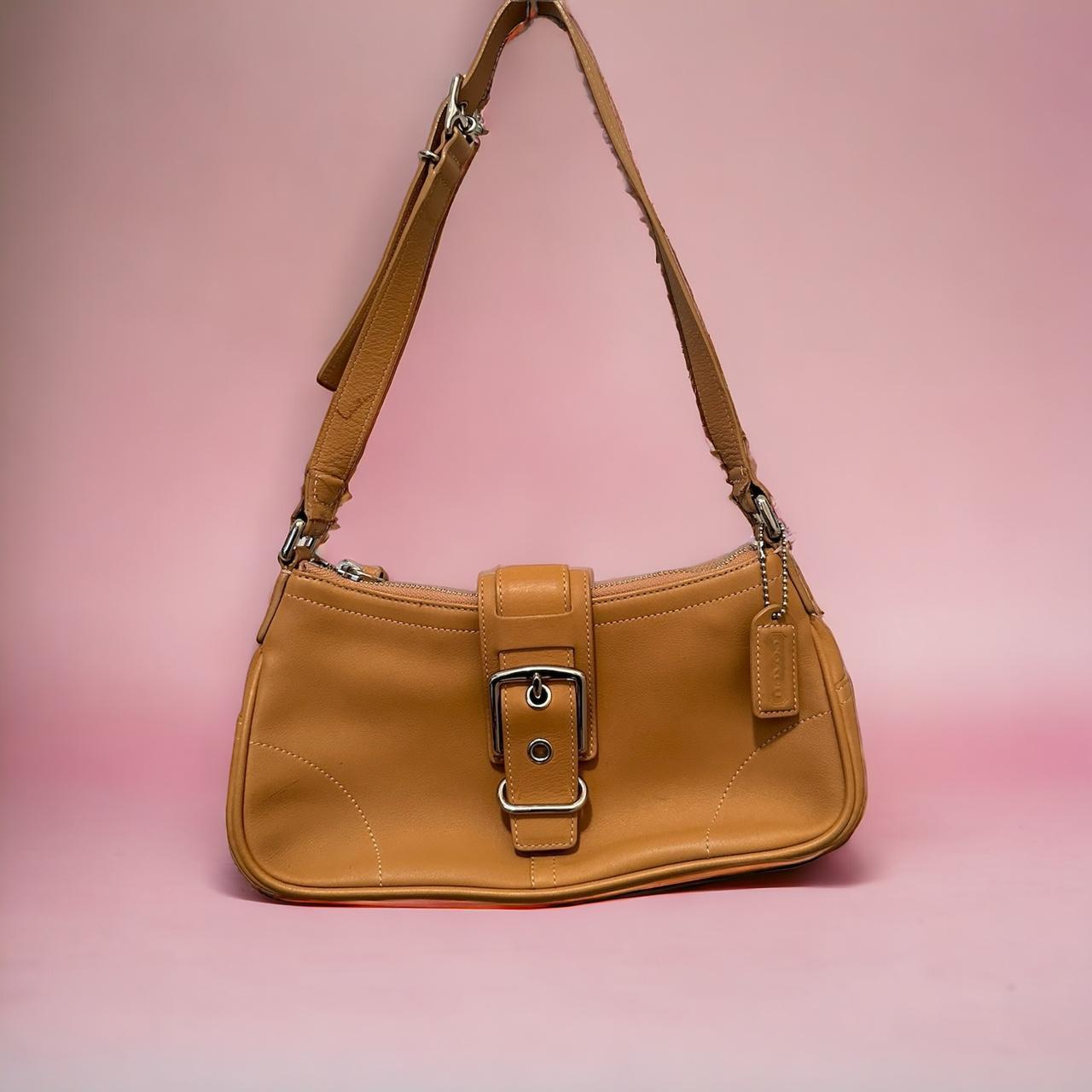 Vintage COACH tan leather hampton hobo shoulder... - Depop