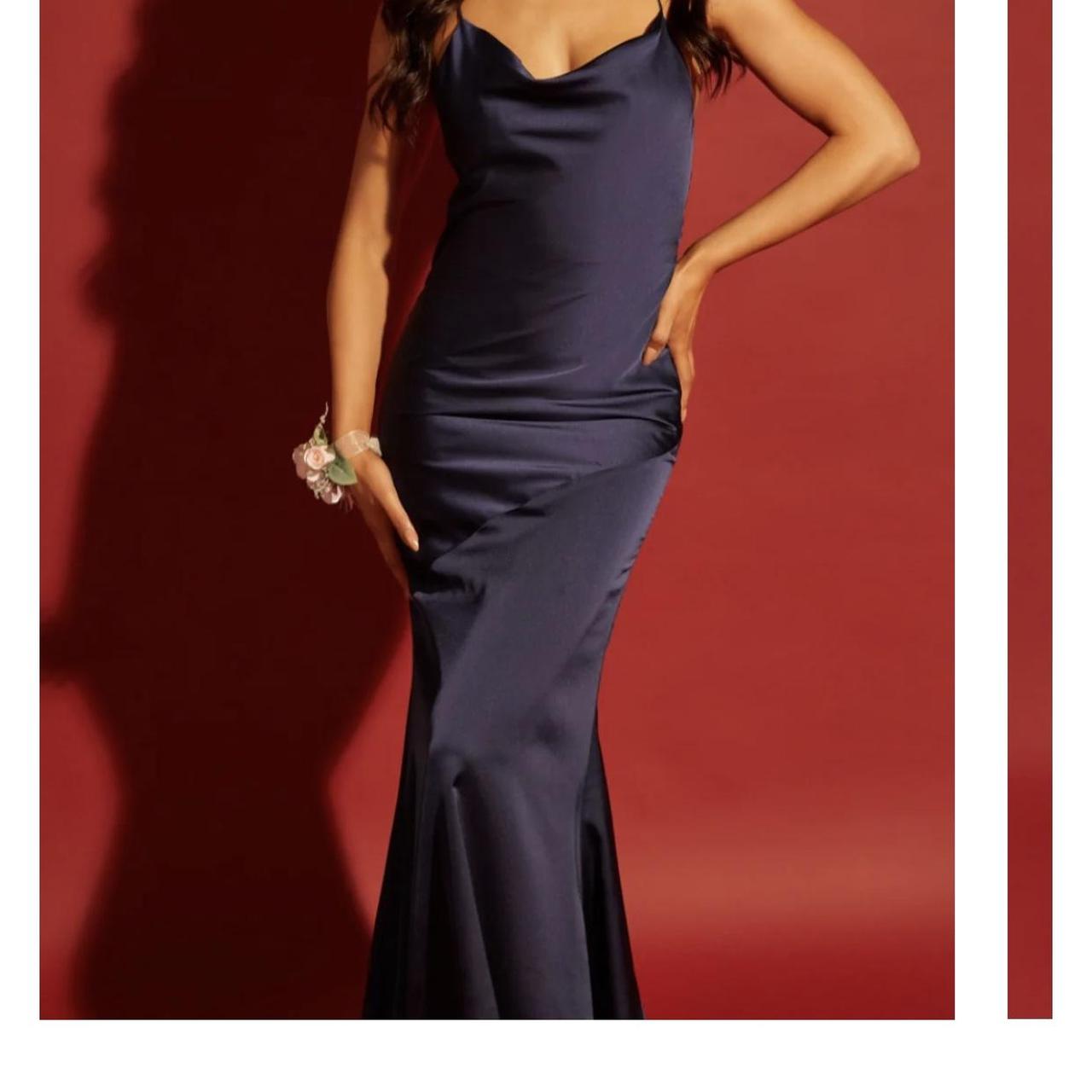 Jarlo London Roxanne blue satin prom dress size 8 - Depop