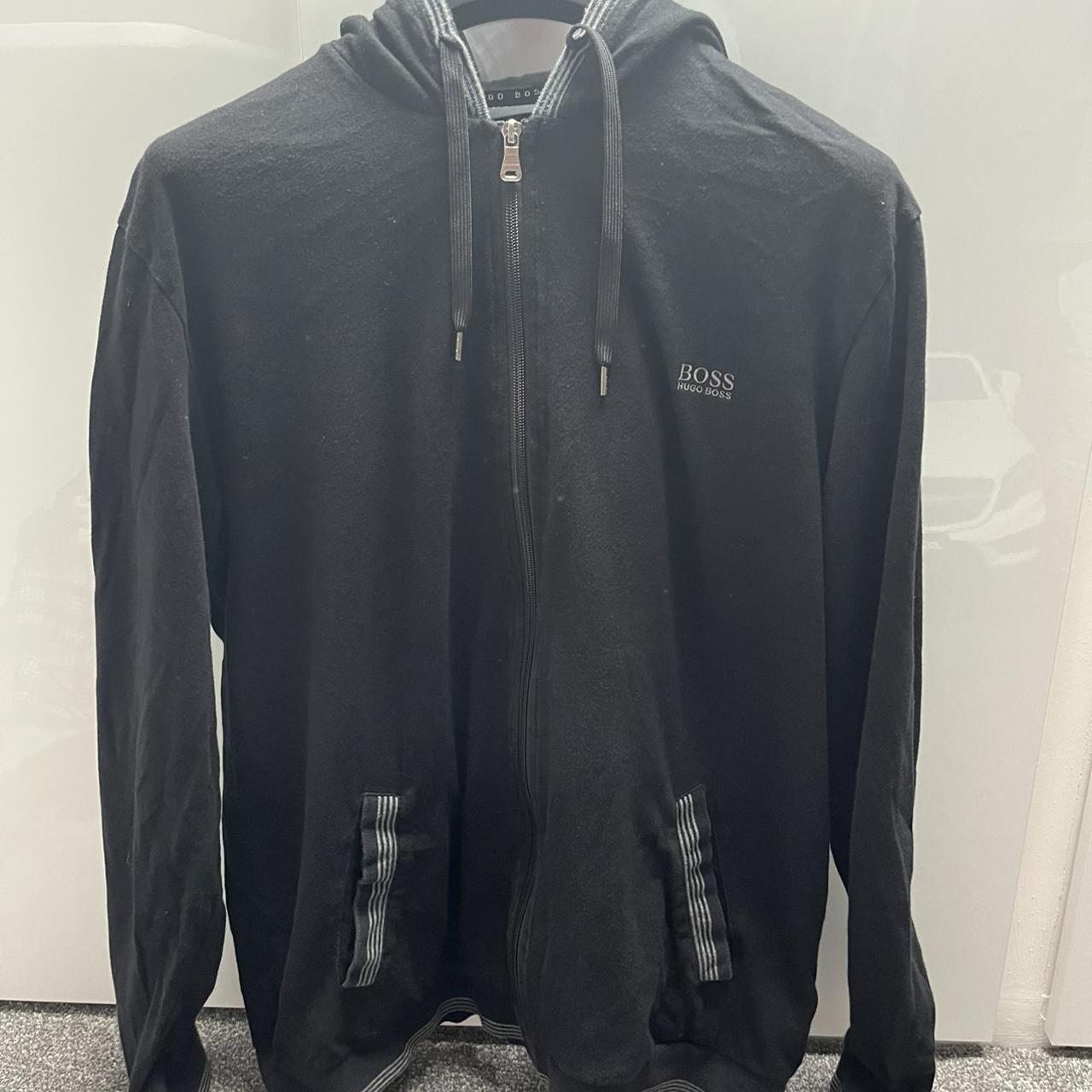 Hugo boss zip hoodie black size large 22ptp - Depop