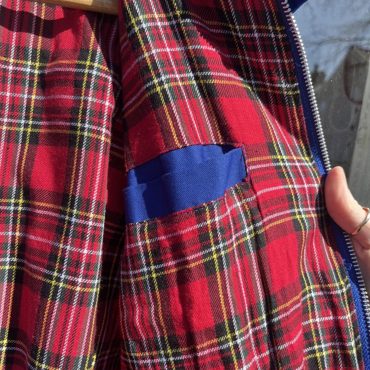 Blue vintage Harrington jacket with tartan lining... - Depop