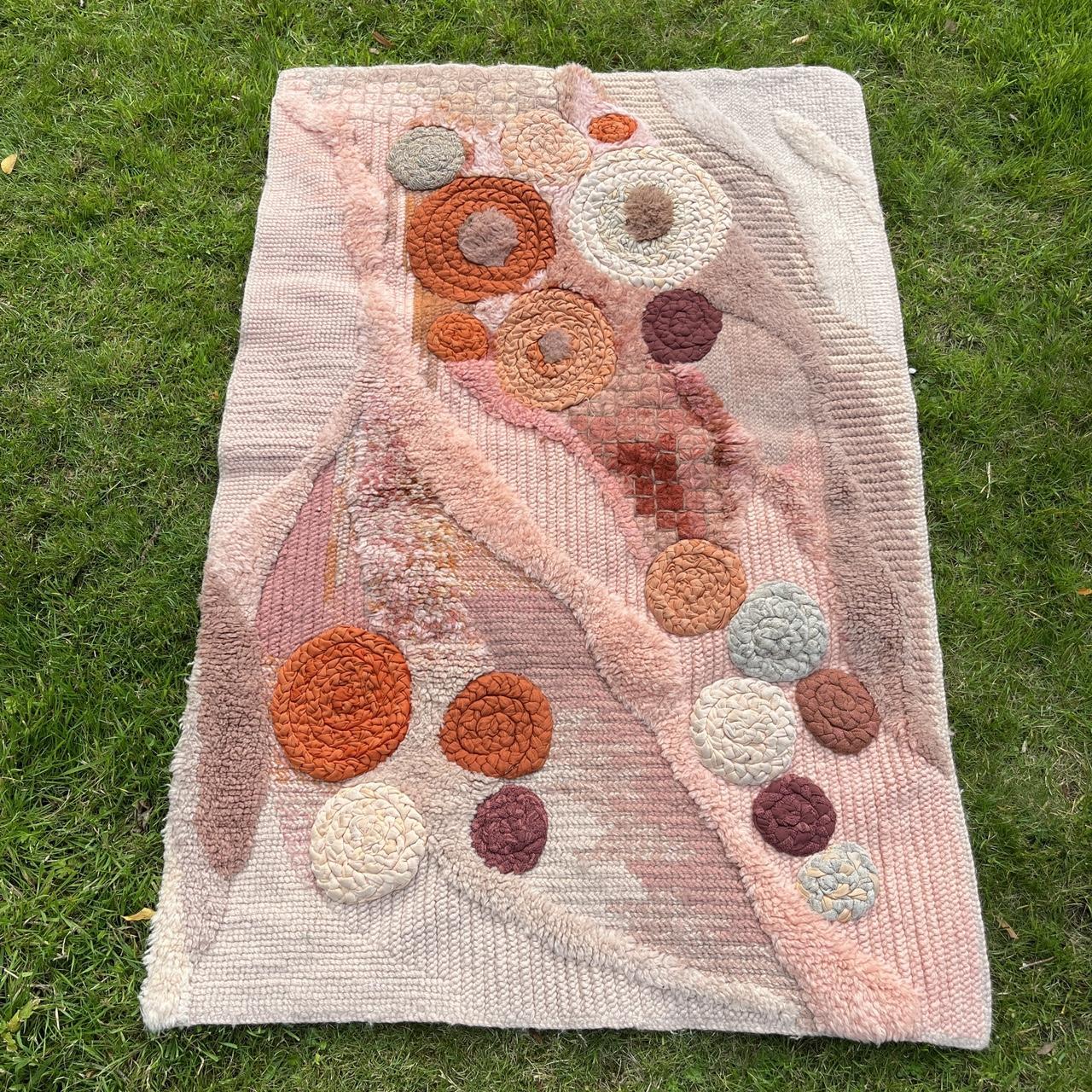 Wow! Large original 1970s handwoven latch hook wool... - Depop