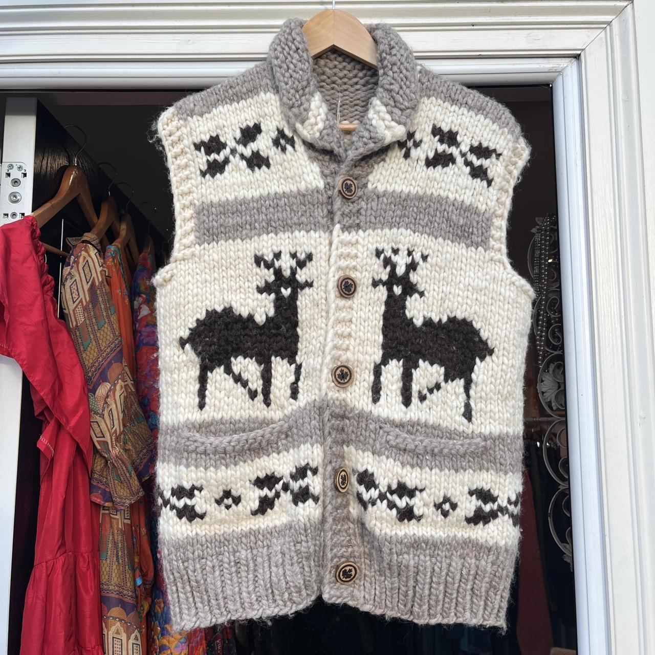 Handmade Cowichan style chunky hand knit gilet. Cute... - Depop