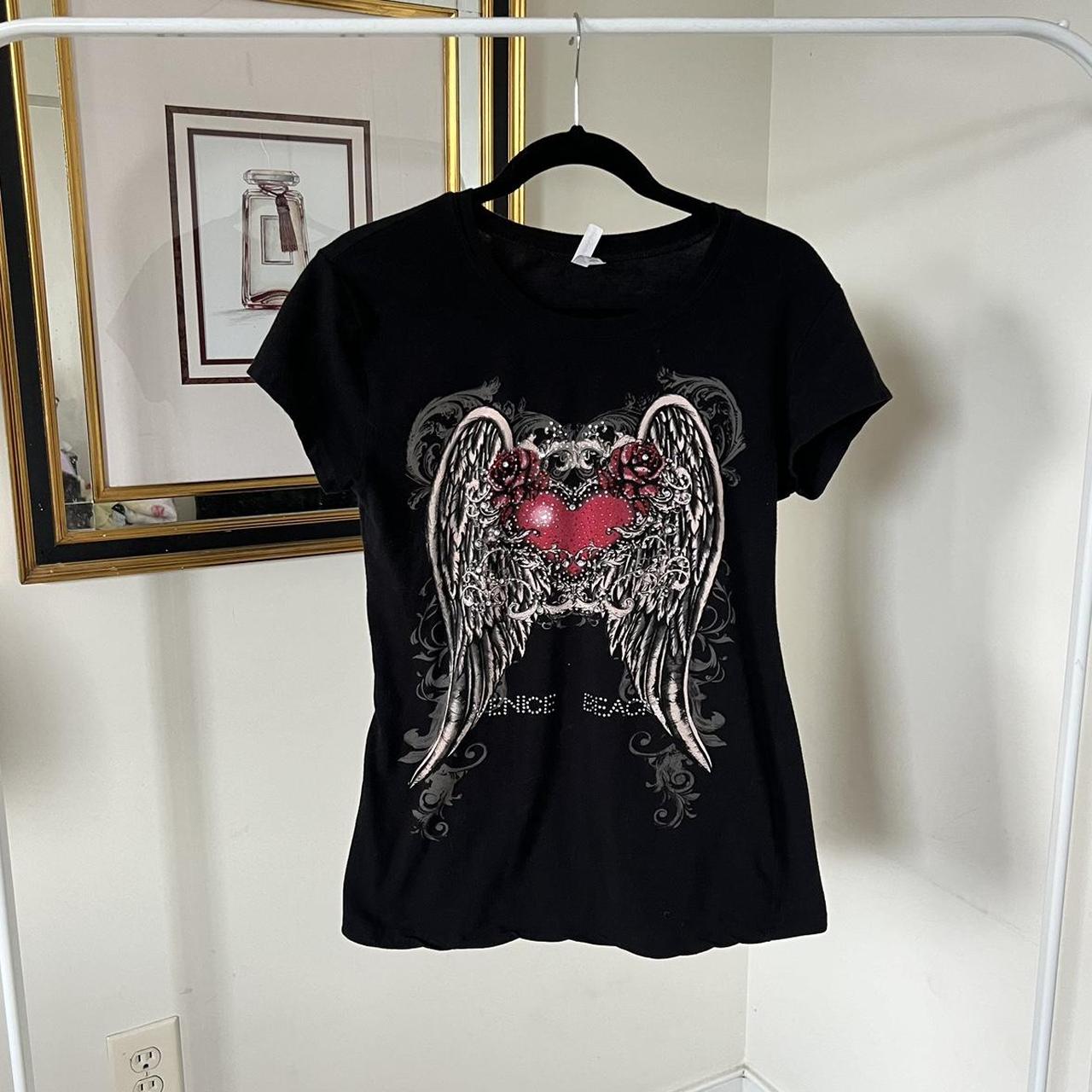 graphic rhinestone tee fits a large/xl condition... - Depop