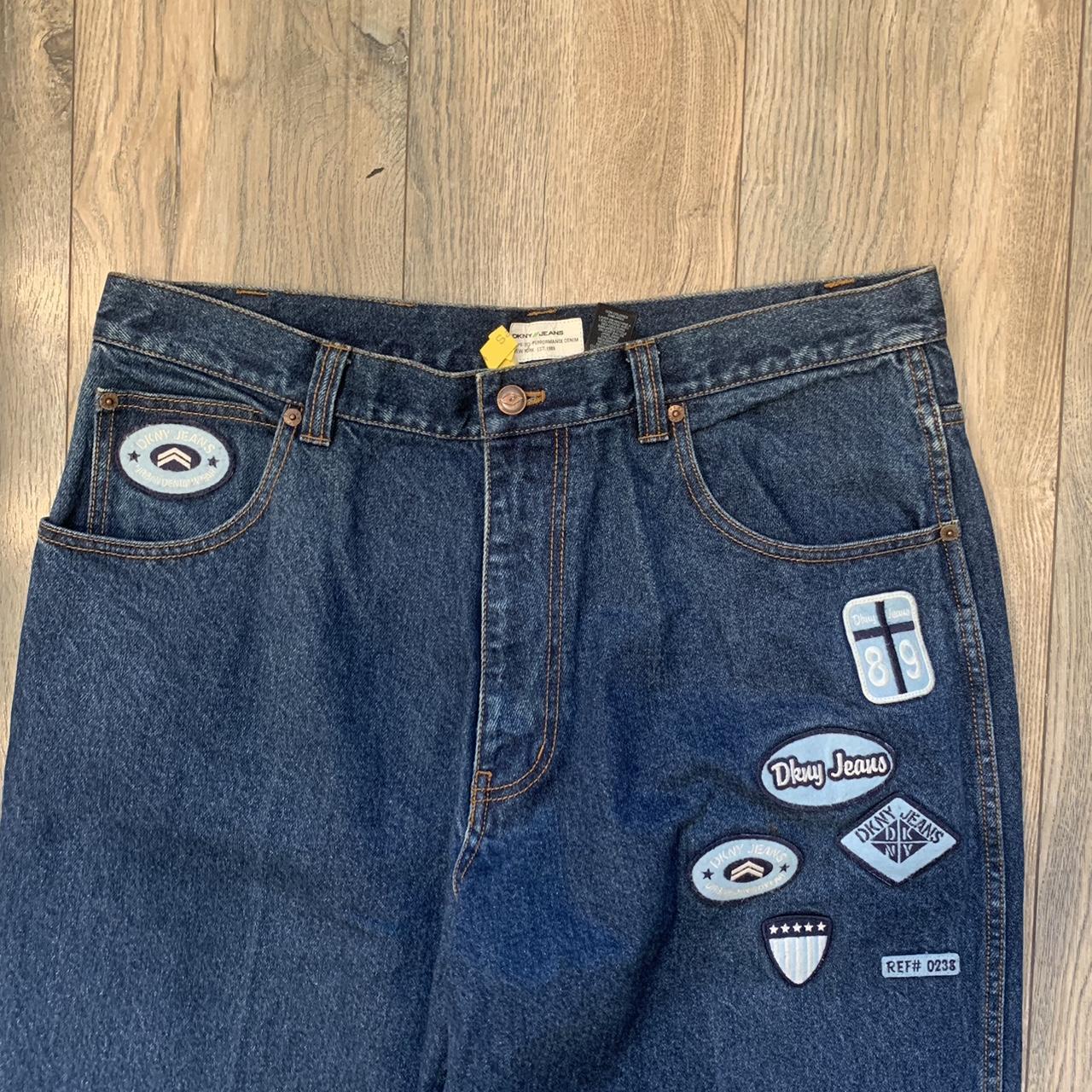 Y2K Patch DKNY jeans Super baggy and fire Size 36 - Depop