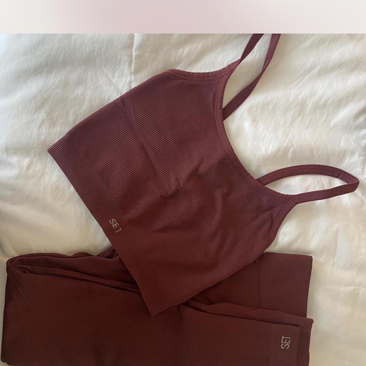Burgundy setactive set - top and leggings... | Depop