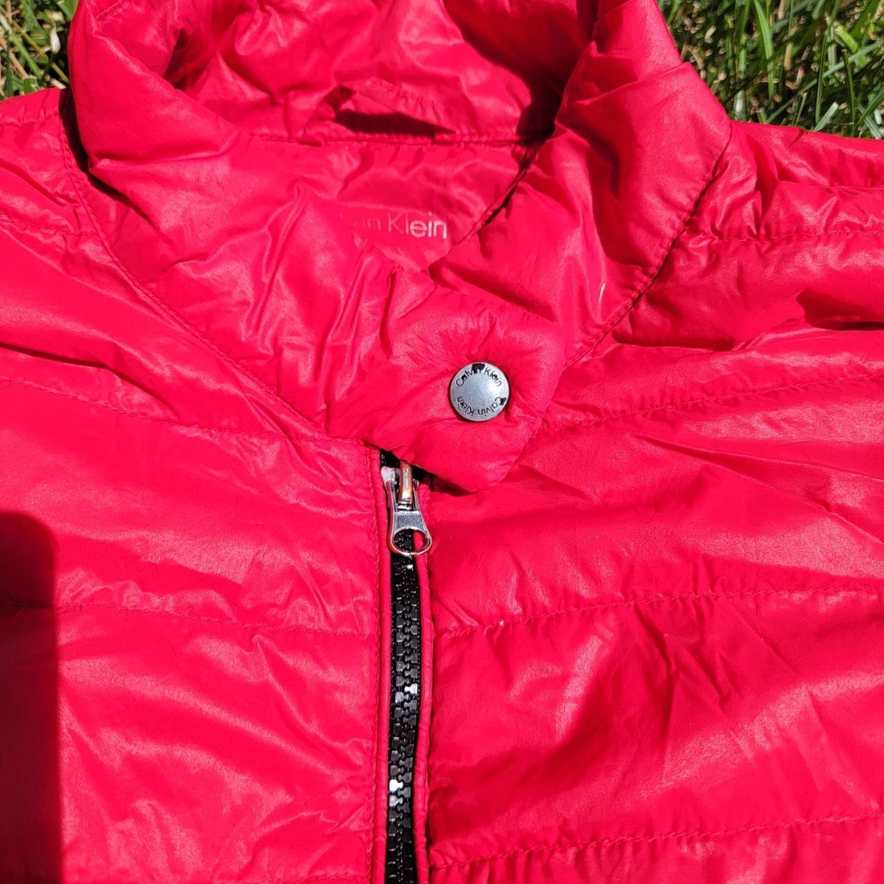 Calvin Klein red down filled puffer jacket !!... - Depop