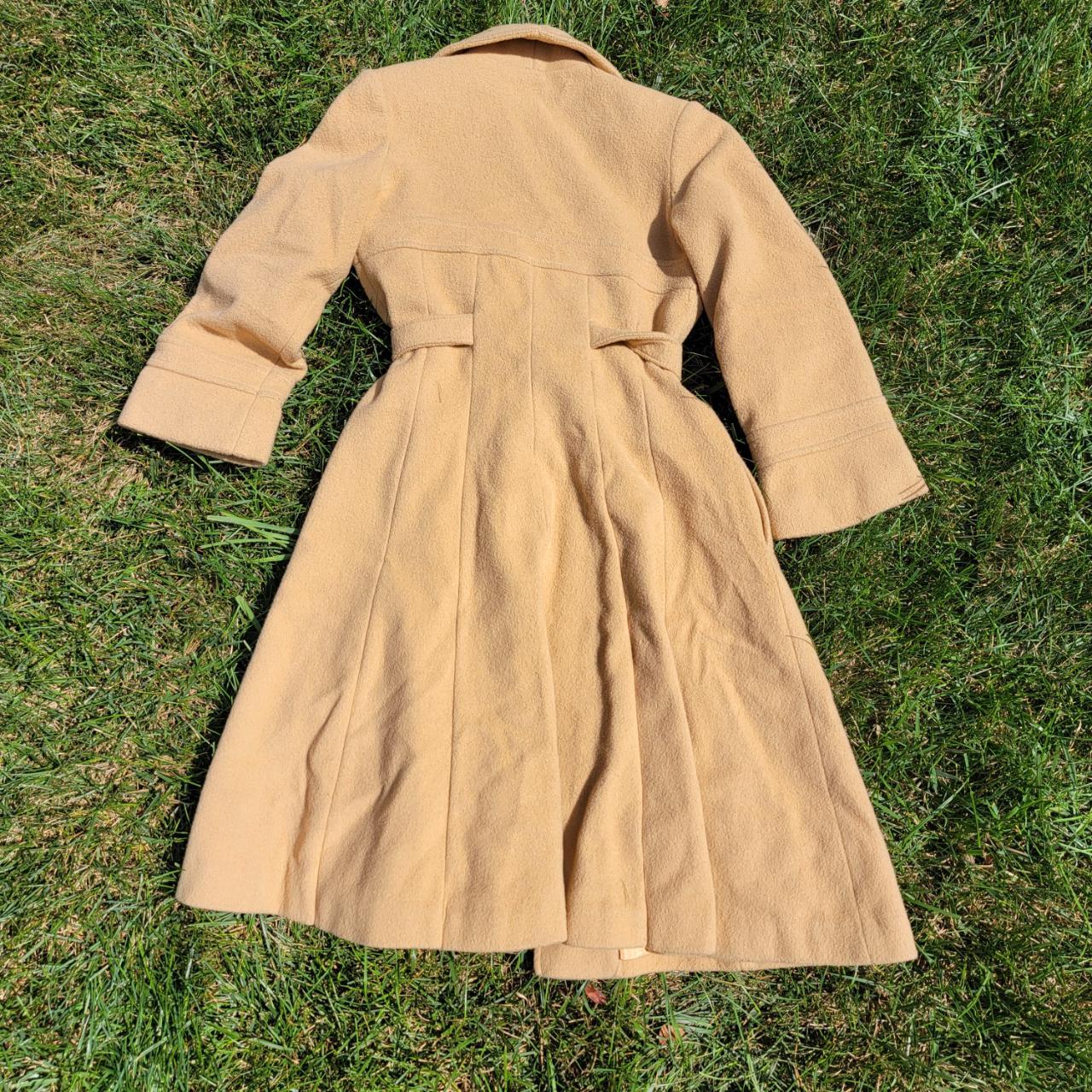 vintage retro tan long trench coat with built in... - Depop