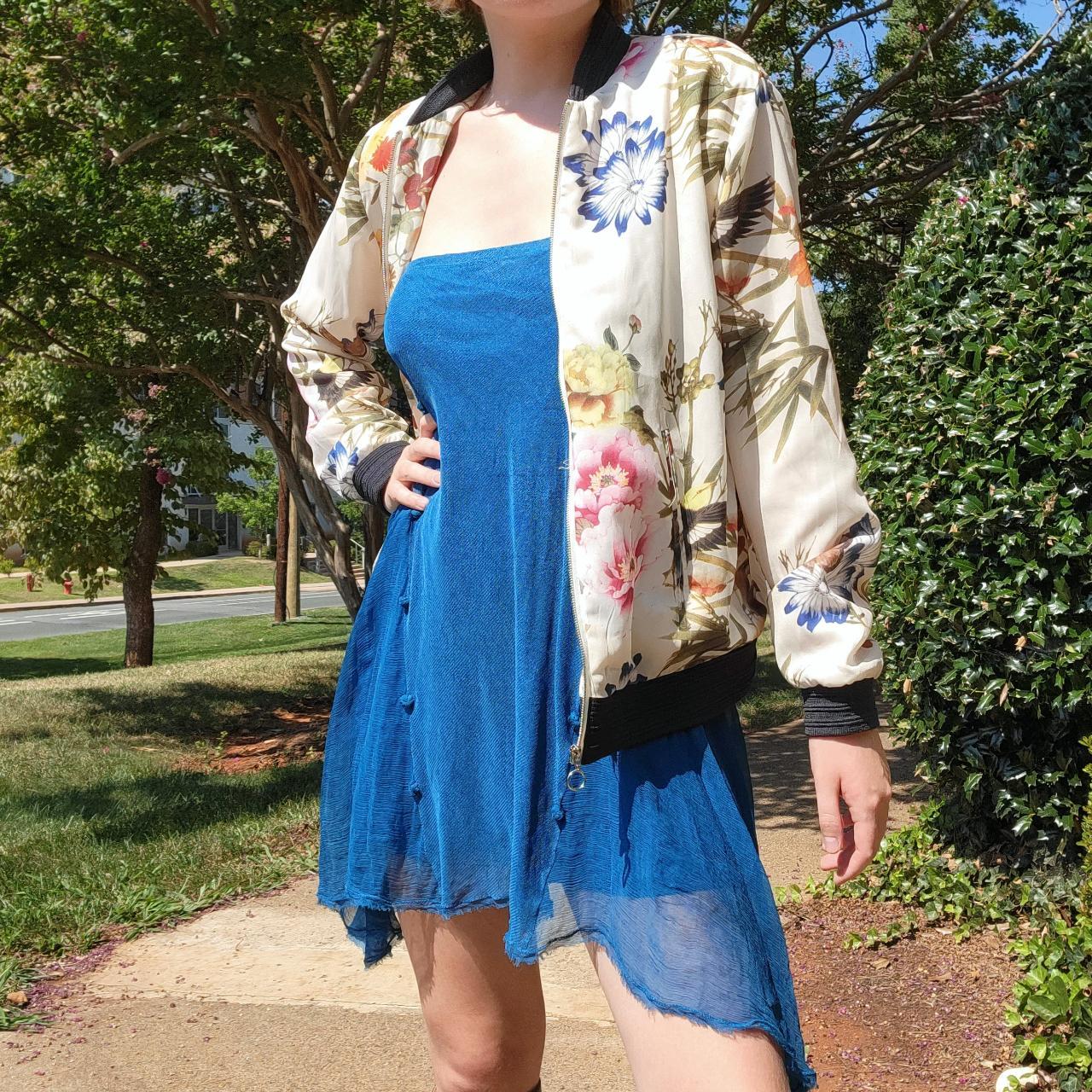 bagetelle collection floral cream bomber jacket... - Depop