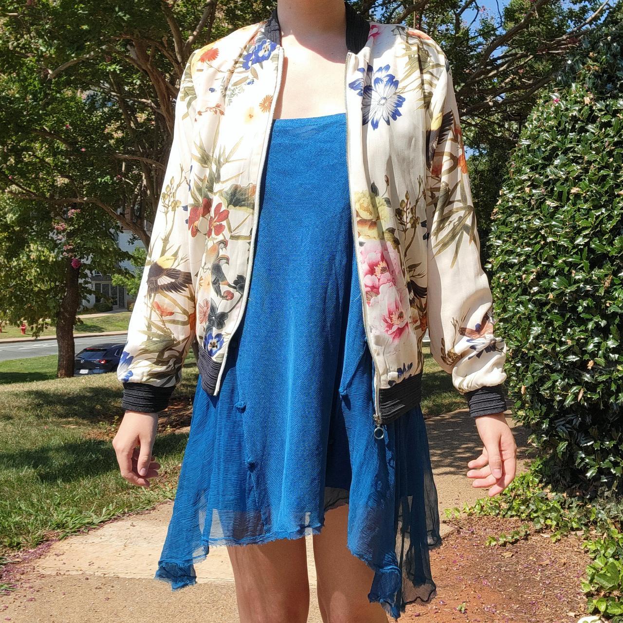 bagetelle collection floral cream bomber jacket... - Depop