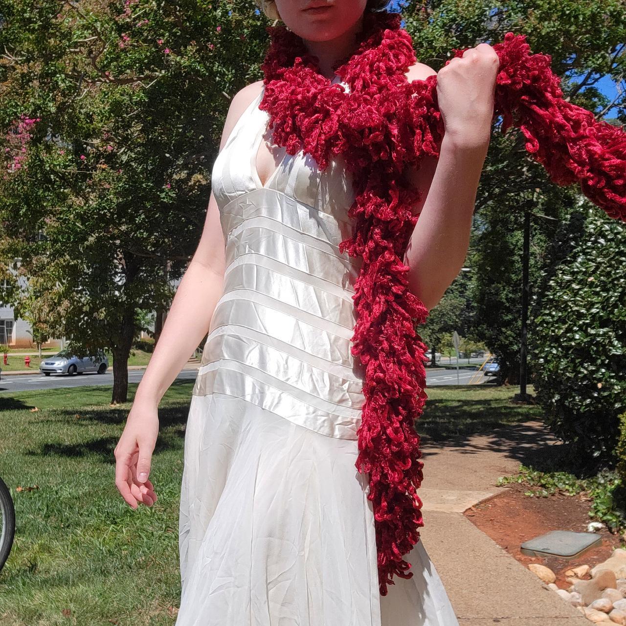 Cejon red knit loopy crimson chaotic scarf !!... - Depop