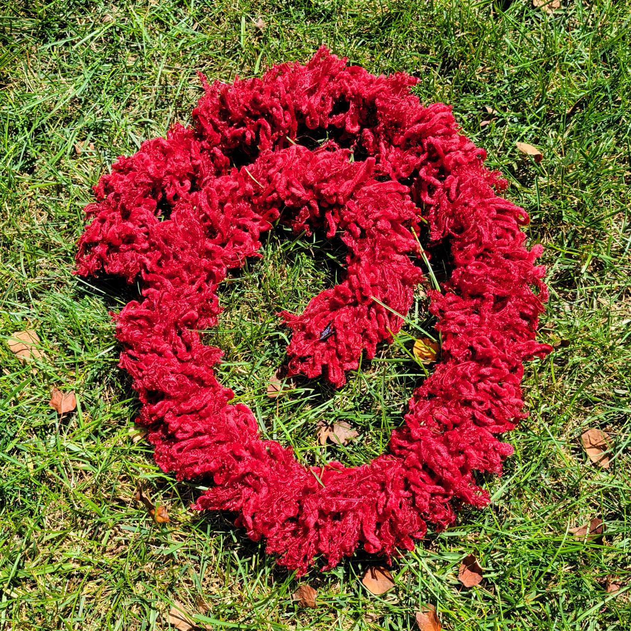 Cejon red knit loopy crimson chaotic scarf !!... - Depop