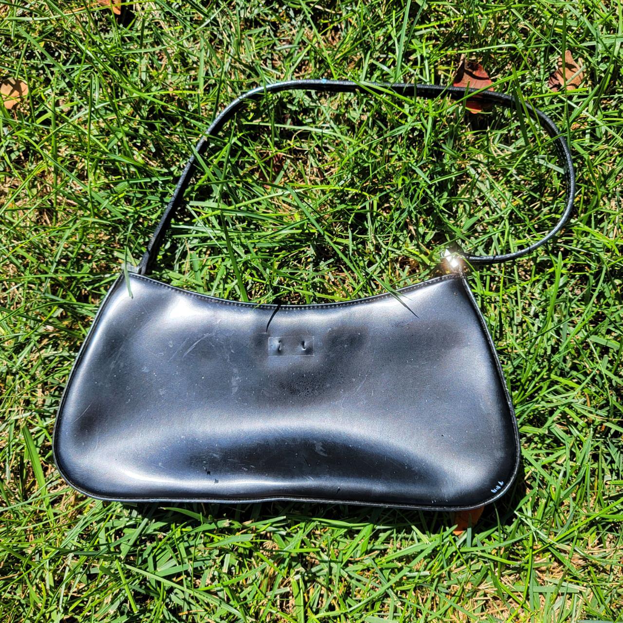 black vinyl handbag purse !! depop payments... - Depop