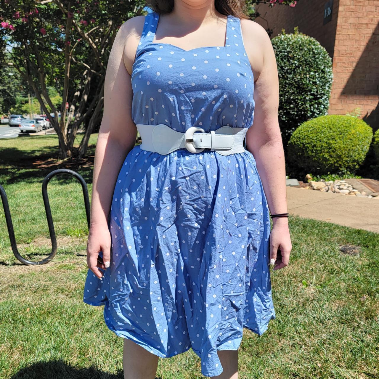 Bailey Blue polka dot retro summer dress with belt... - Depop