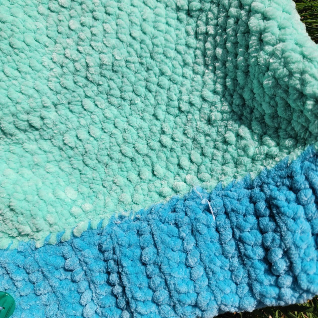 handmade crochet cropped cardigan with turquoise... - Depop