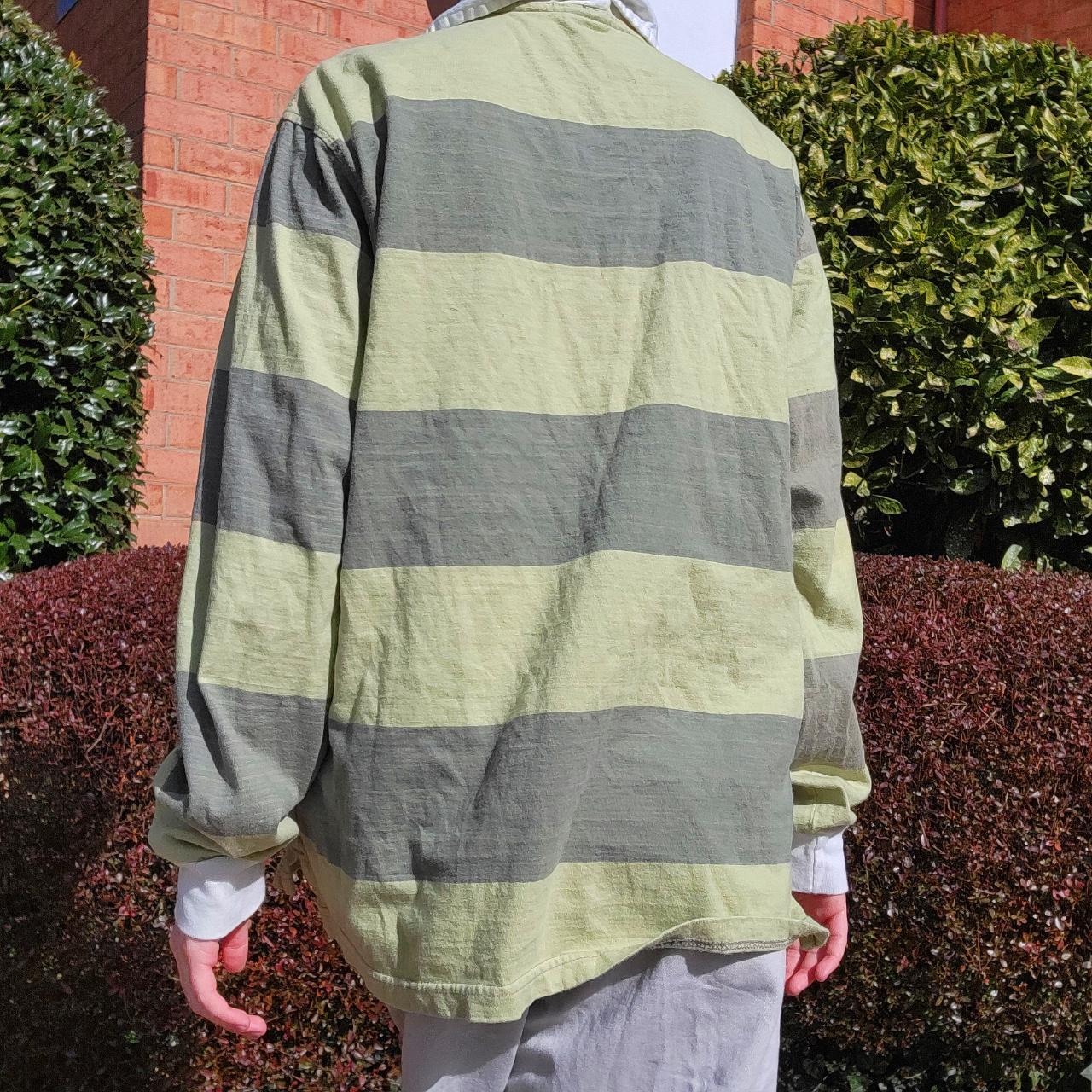 💚 Urban Outfitters custom green striped rugby... - Depop