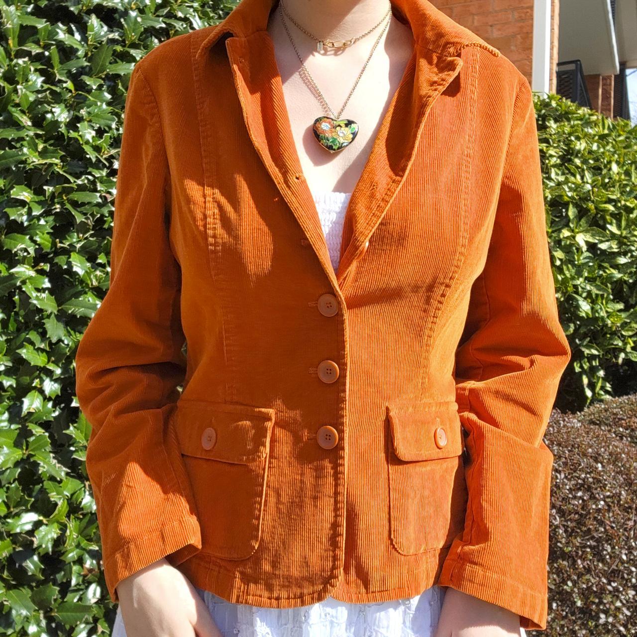 ⋆🍊｡ Talbots vintage orange corduroy blazer 𖦹°🍊‧ ... - Depop