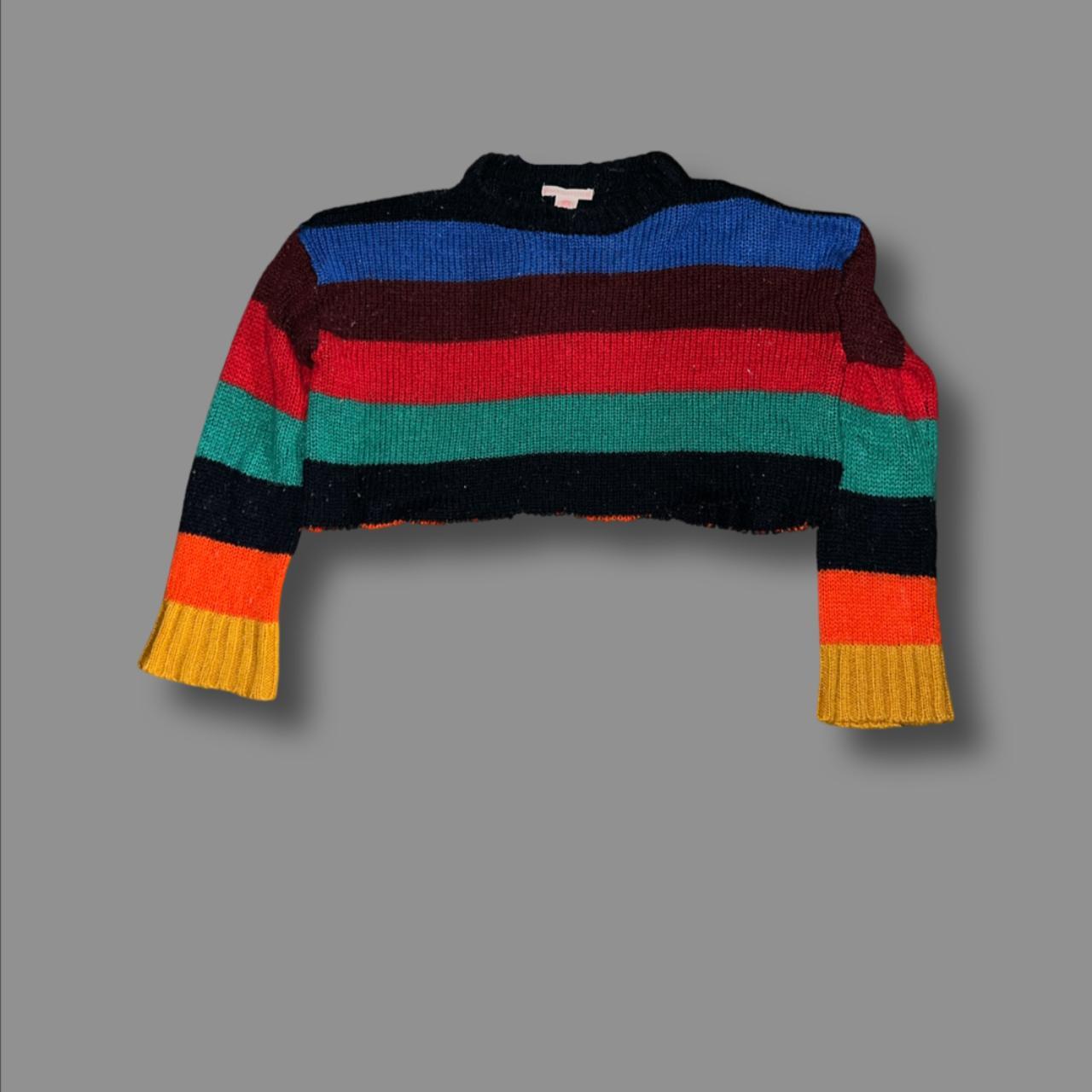 > Urban Outfitters Multi-colored Cropped Knit Long... - Depop