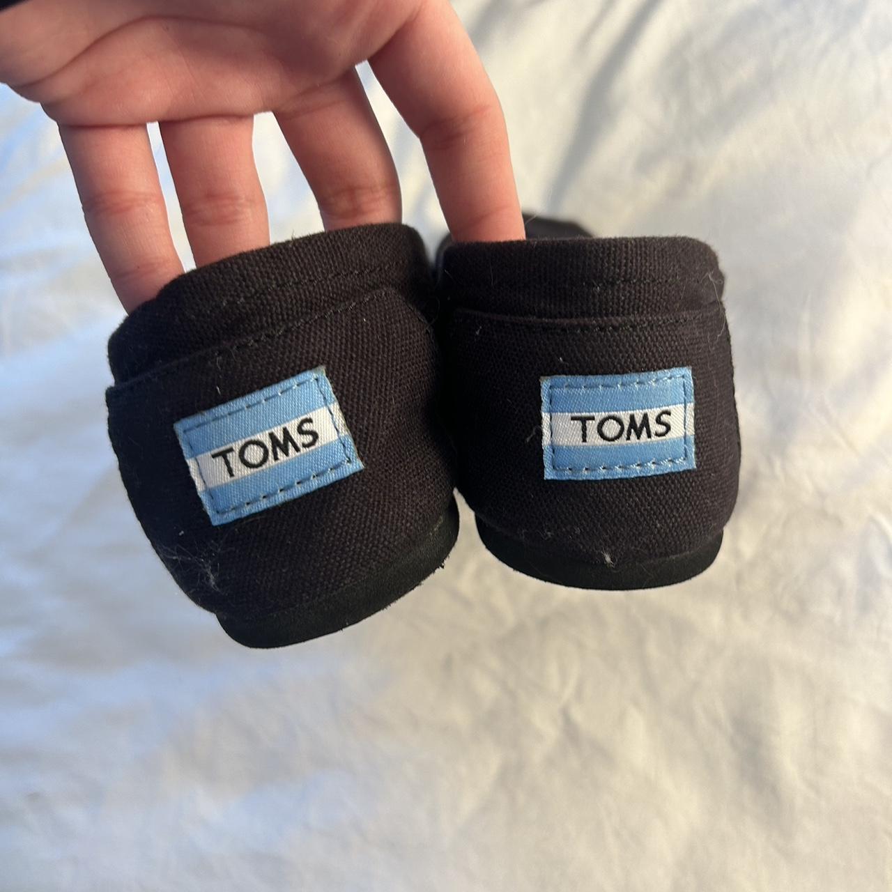 Black TOMS flats. Classic and viral 2000’s Y2K... - Depop