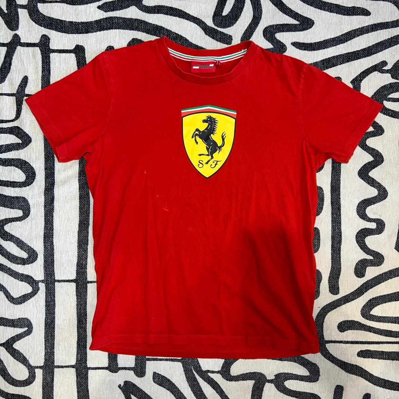 Ferrari Men's Yellow and Red T-shirt | Depop
