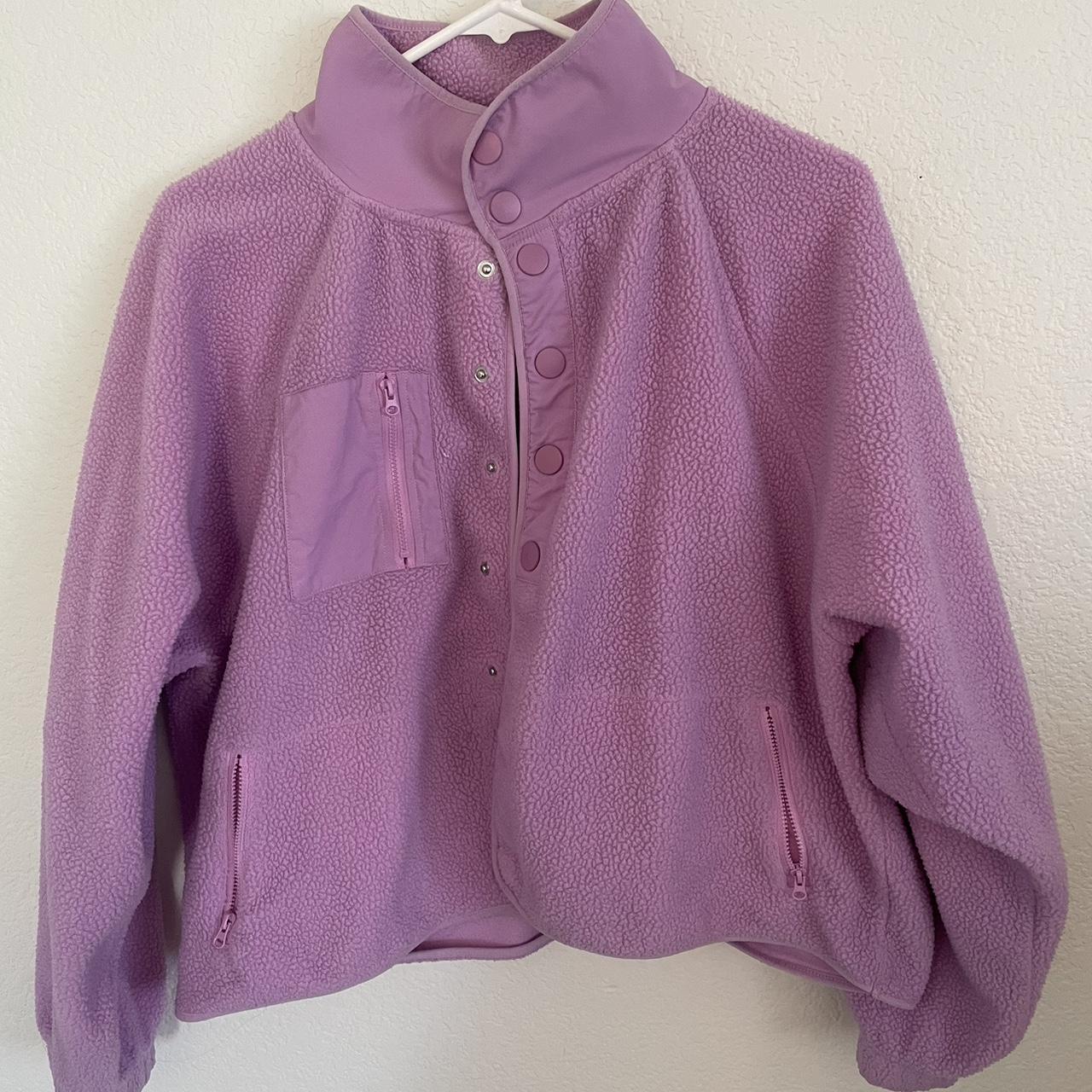 Pacsun Pink / purple fleece jacket Size //... - Depop