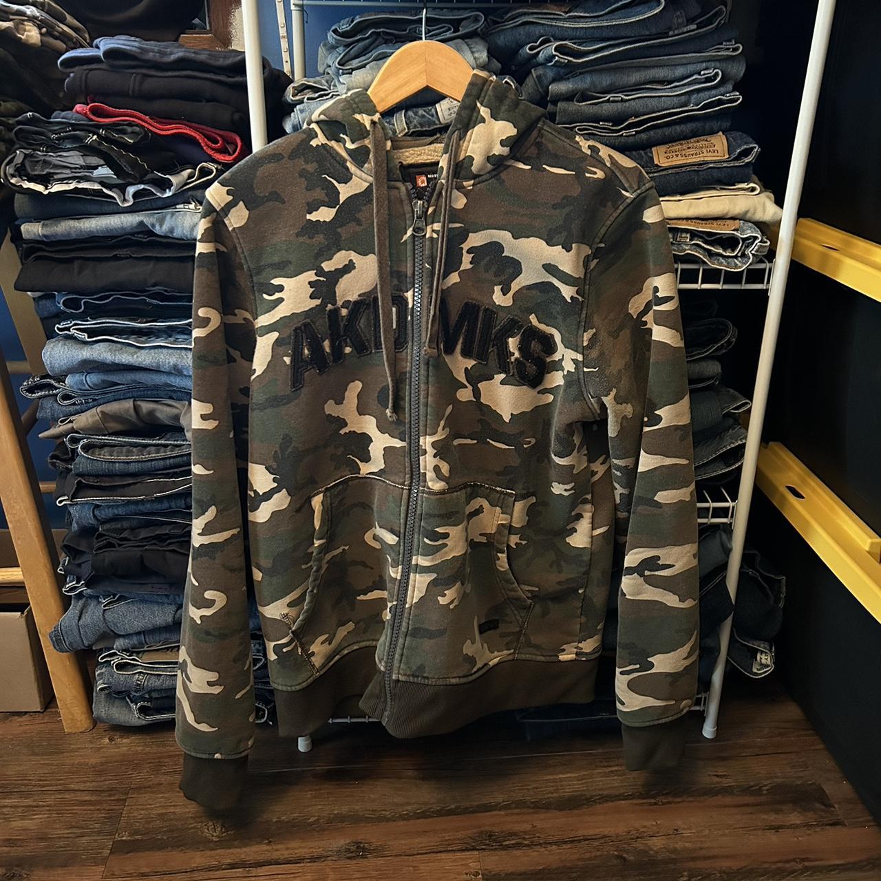 Size large AKDMKS/Akademiks zip up camo... - Depop