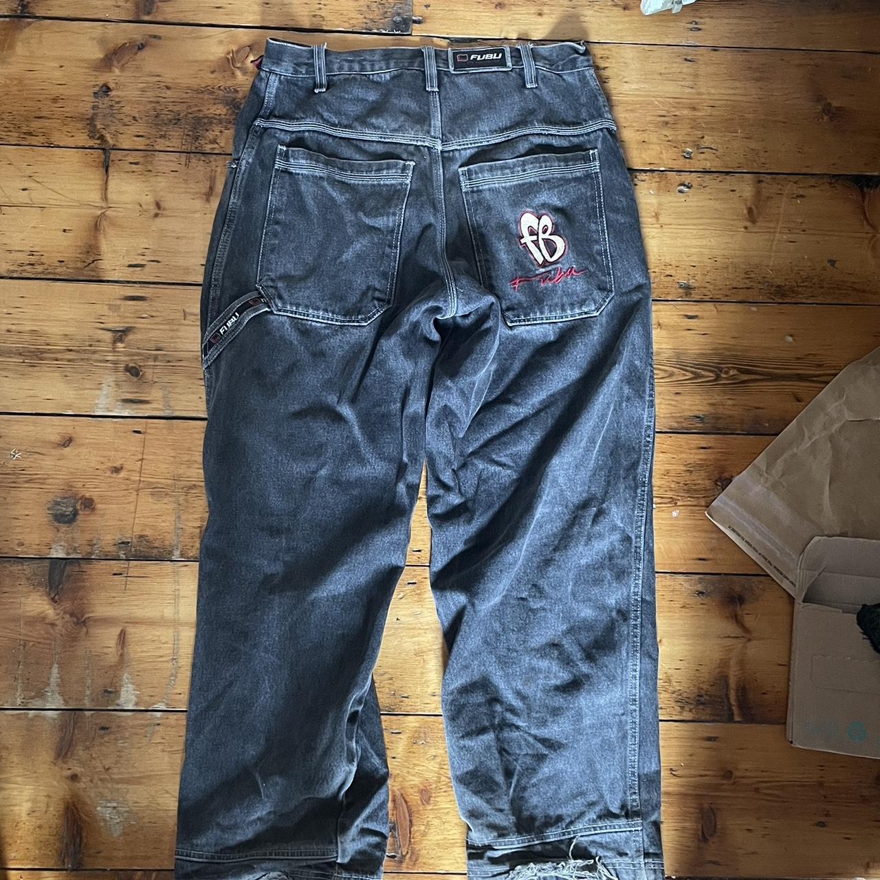 baggy black 90s fubu jeans ! these have the nicest... - Depop