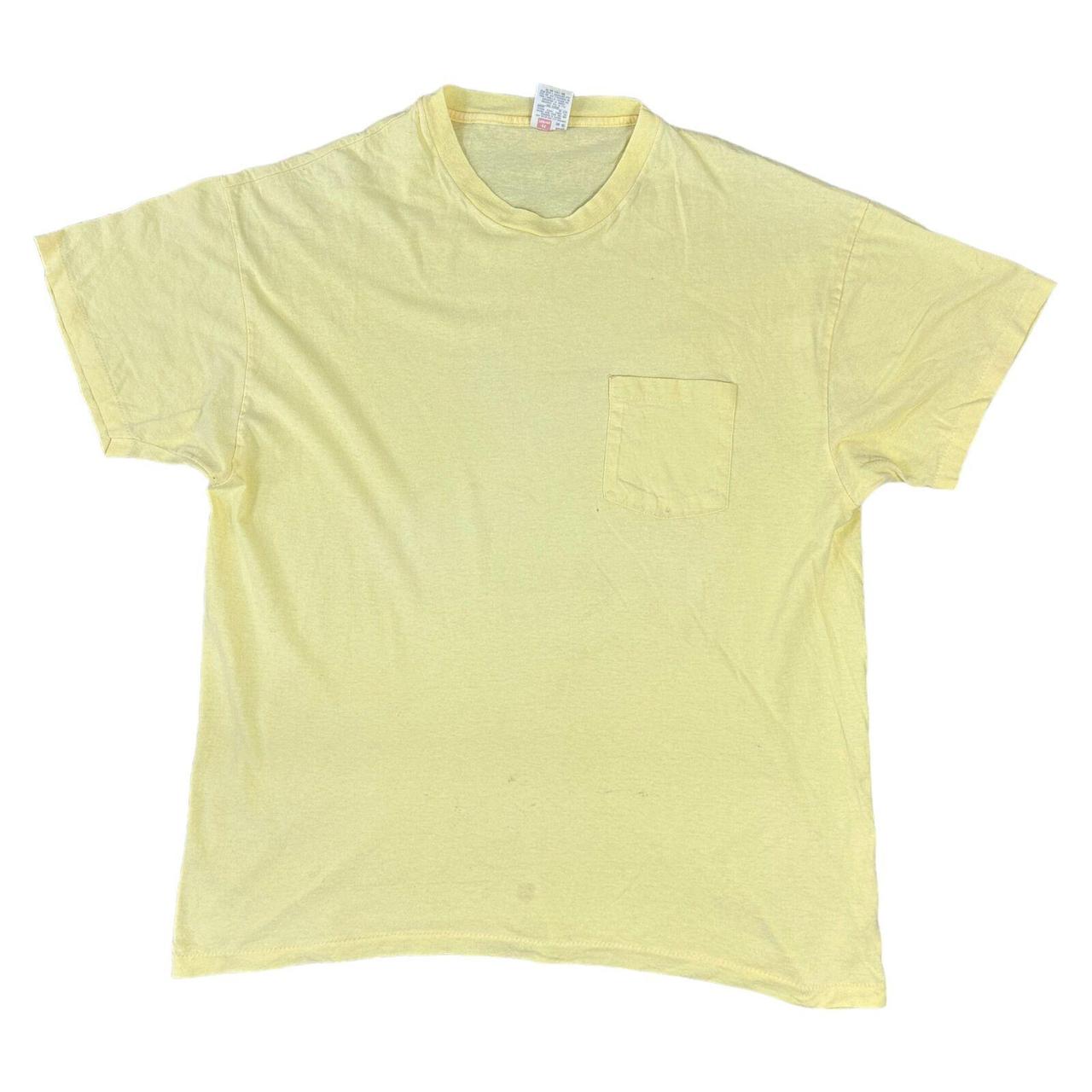 Vintage Hanes Yellow Single Stitch T-Shirt Blank... - Depop