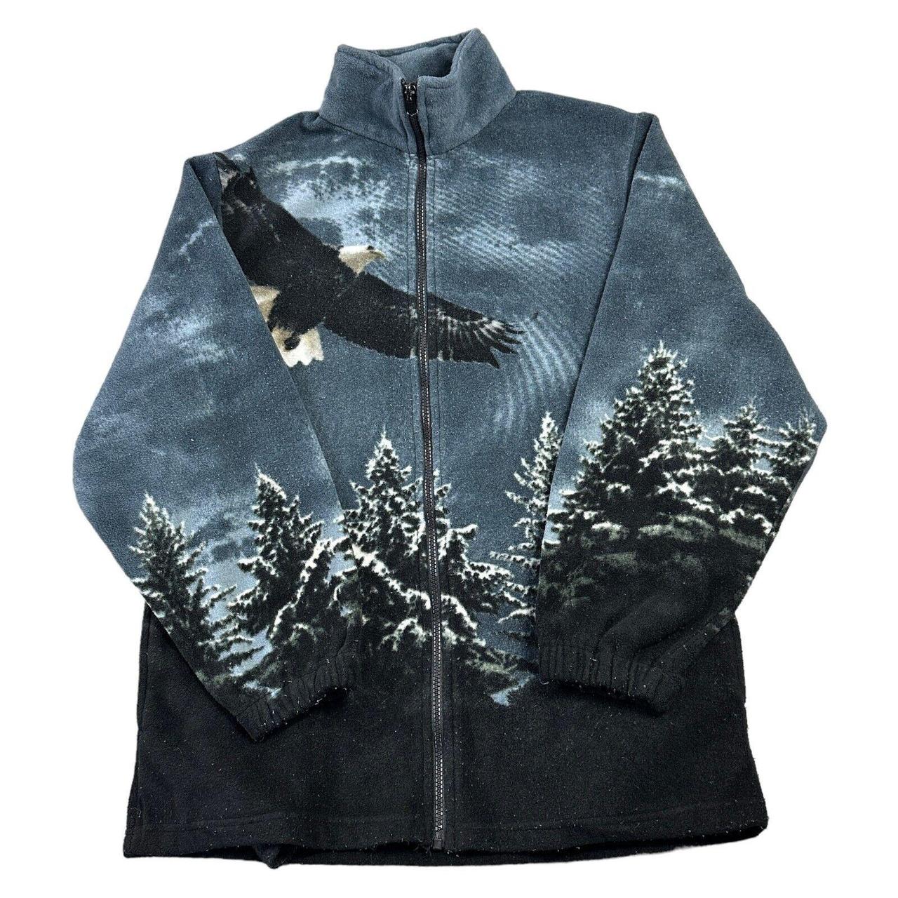 Vintage Eagle Fleece Jacket Wildlife Patterned All... - Depop
