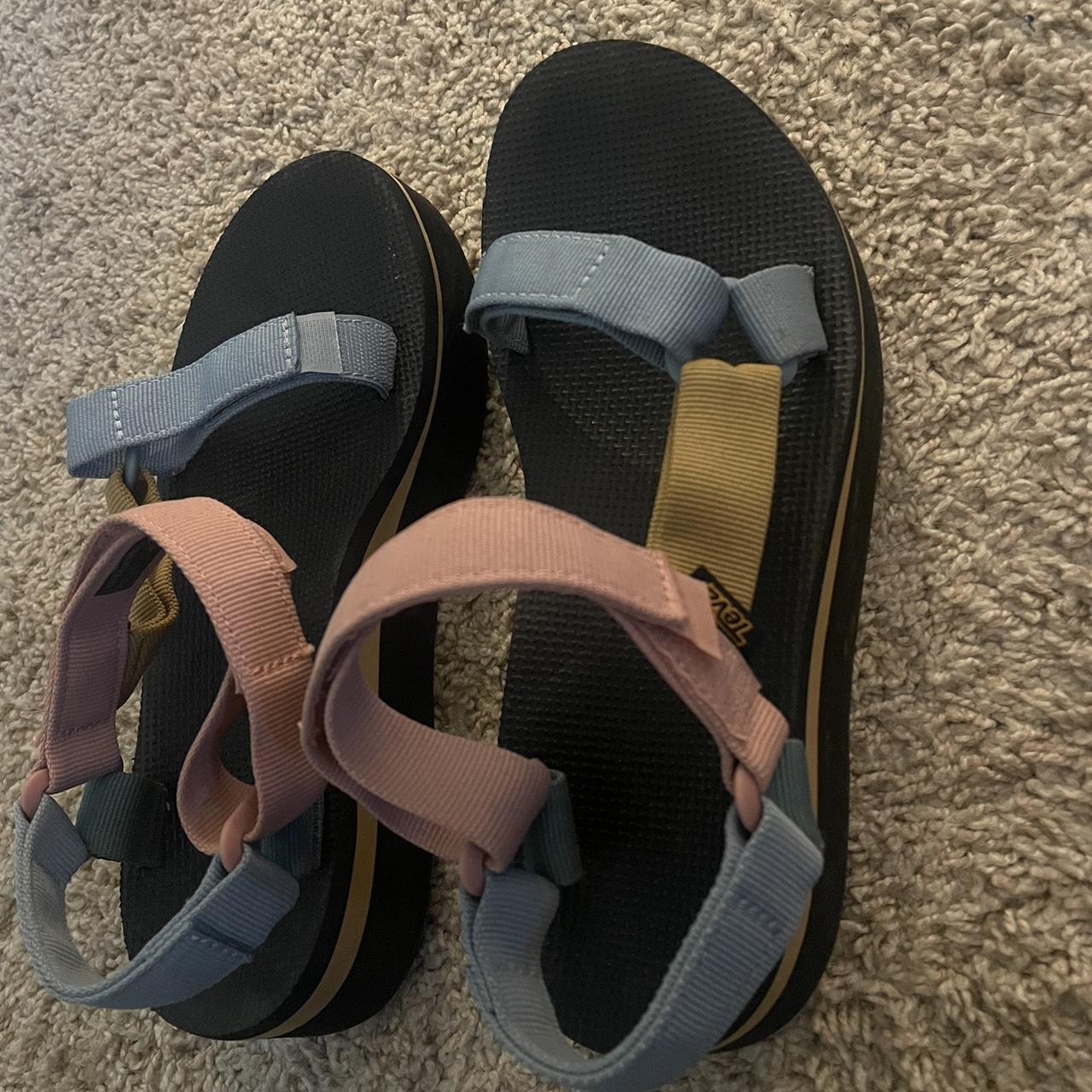 platform pastel TEVAs 💕💕💕 super cute super practical... - Depop