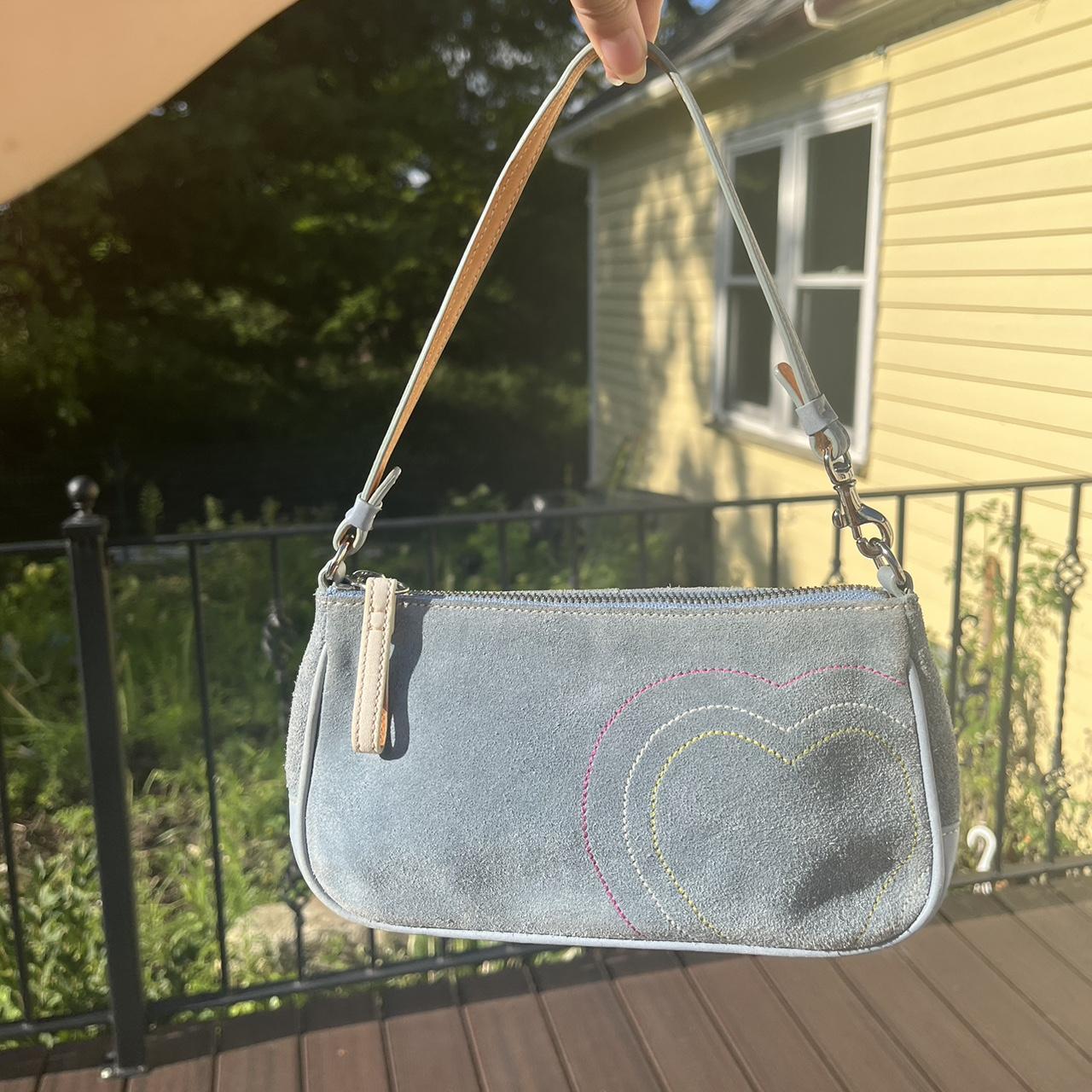 🫐Blue Heart Demi Coach Bag🫐 🫐Suede baby blue... | Depop