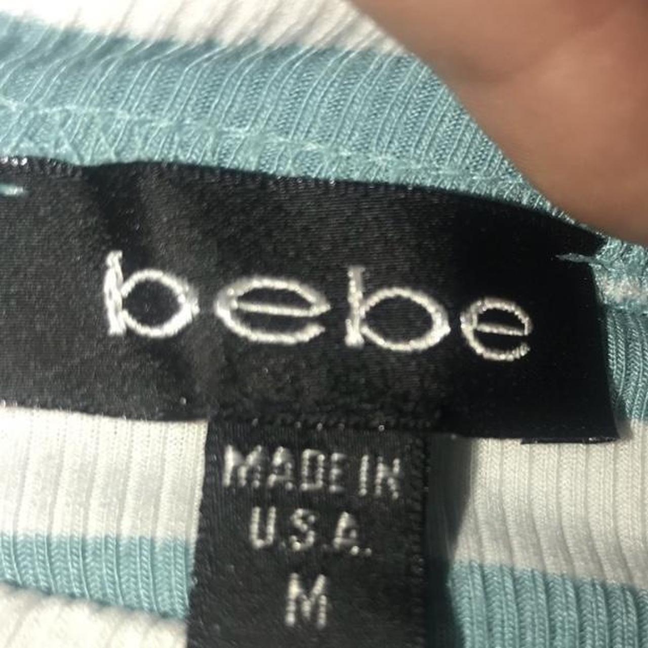 Blue and white striped Bebe top with crystal... - Depop