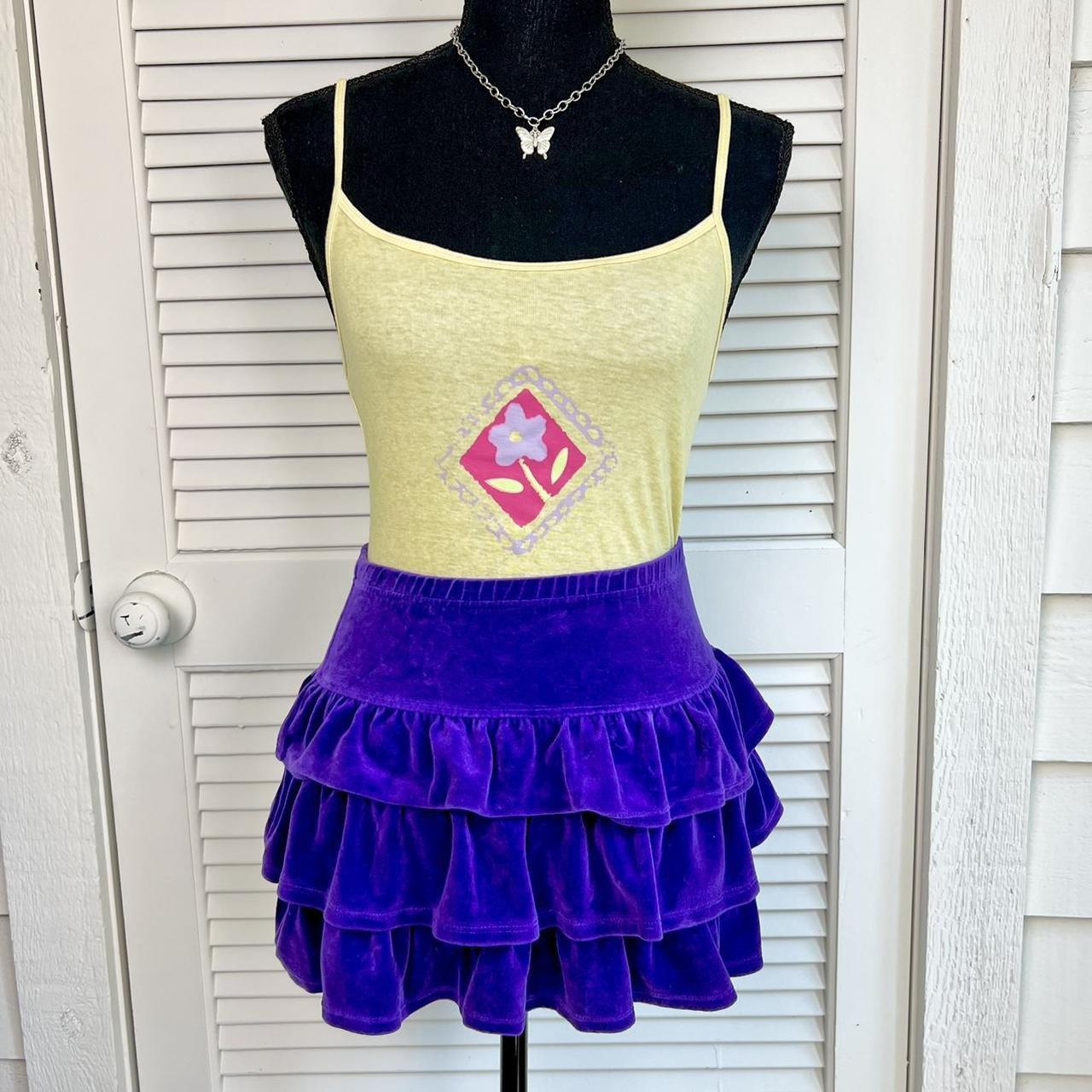 Y2K RUFFLE MINI SKIRT 💜 deep violet ruffle... - Depop