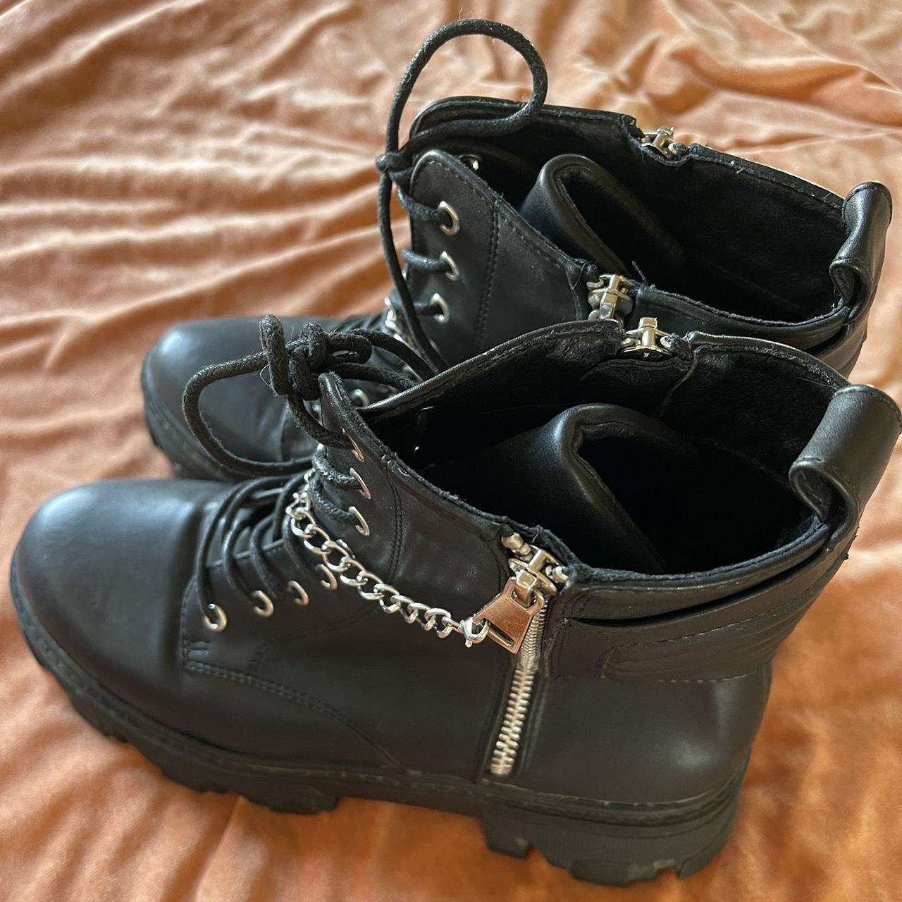 Leather punk combat boots. Pretty thick sole and... - Depop